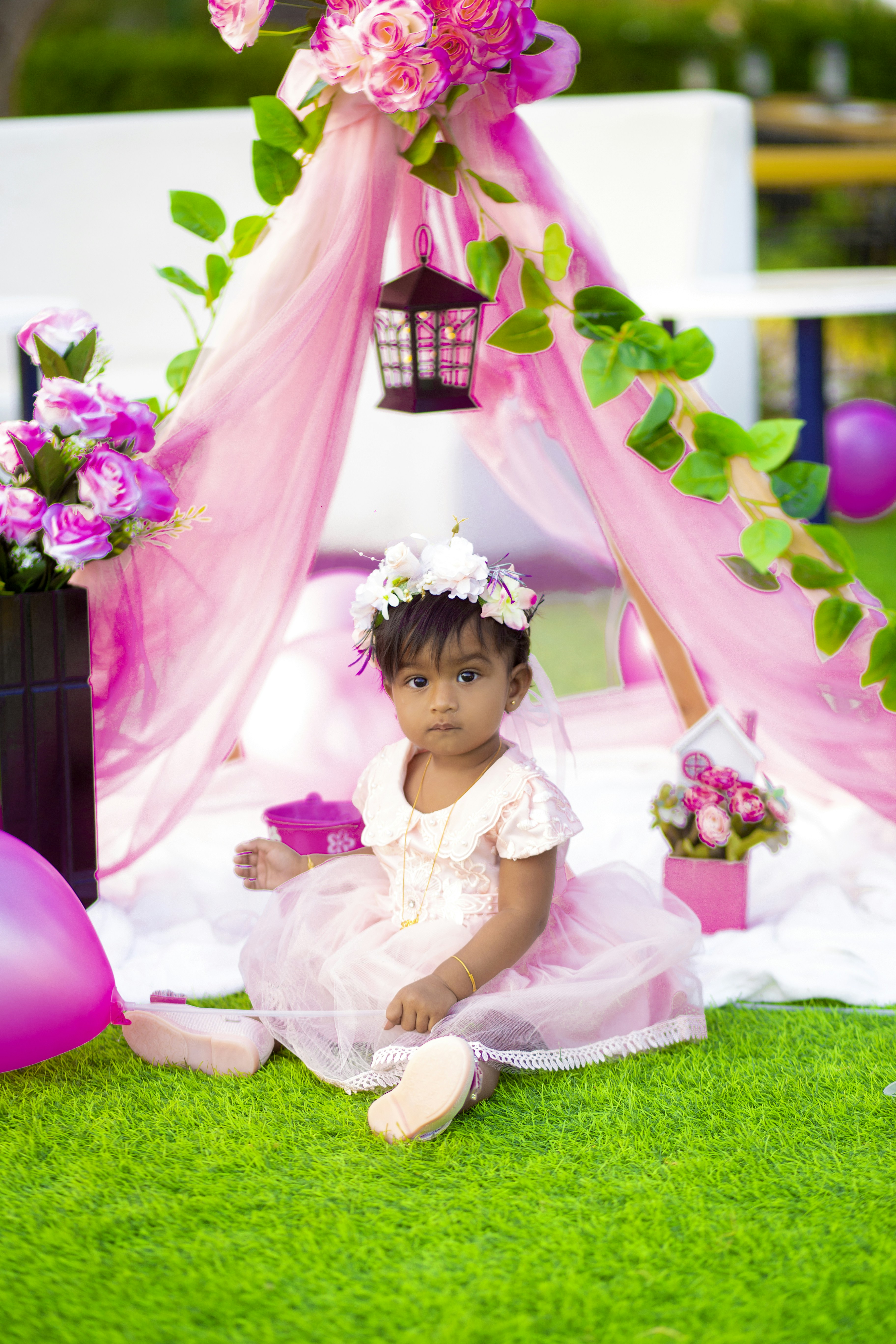 The Pink Garden Darling in a Flower-Crowned Moment