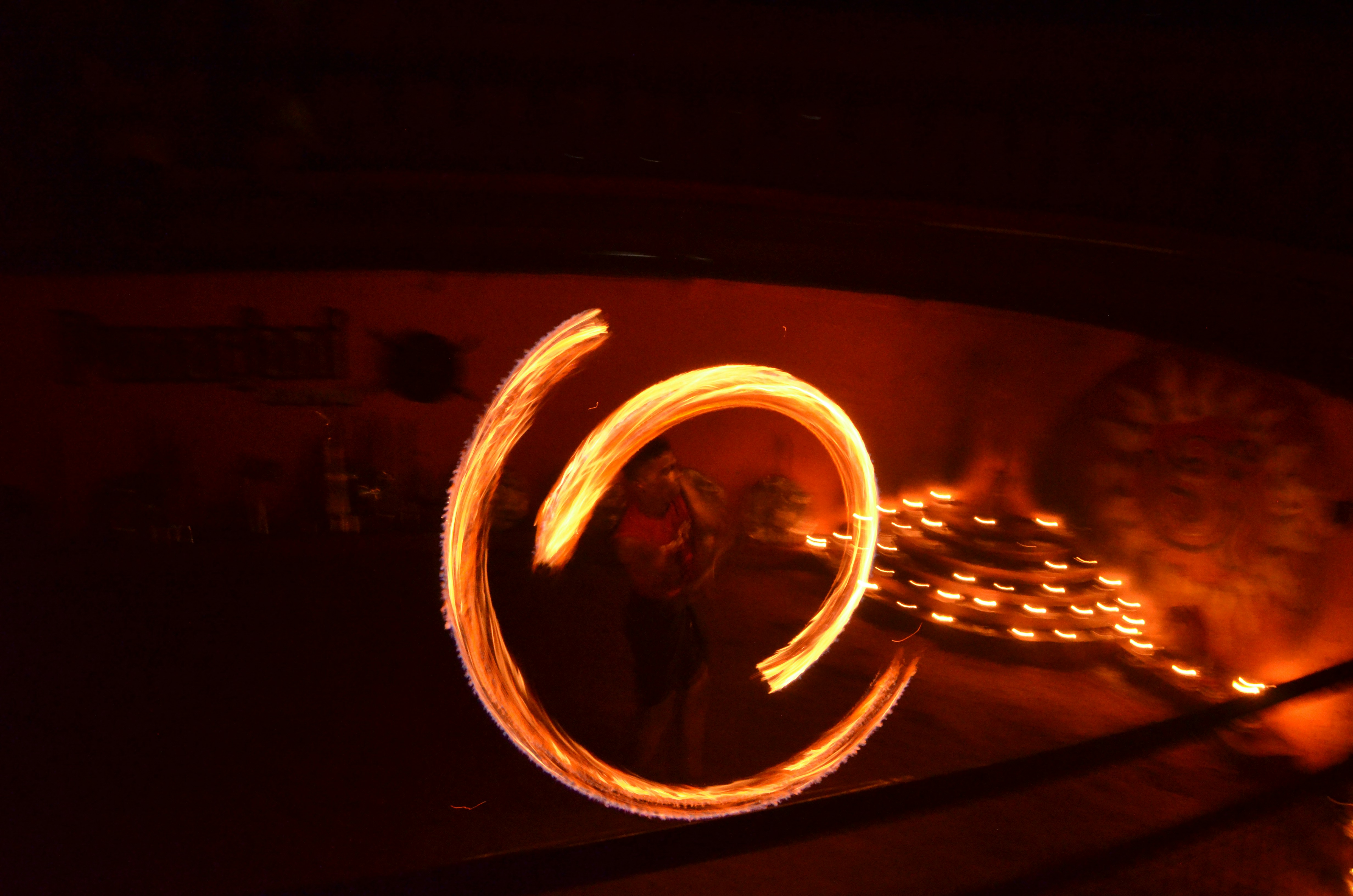 Fiery Spiral Circle: A Night of Light Trails