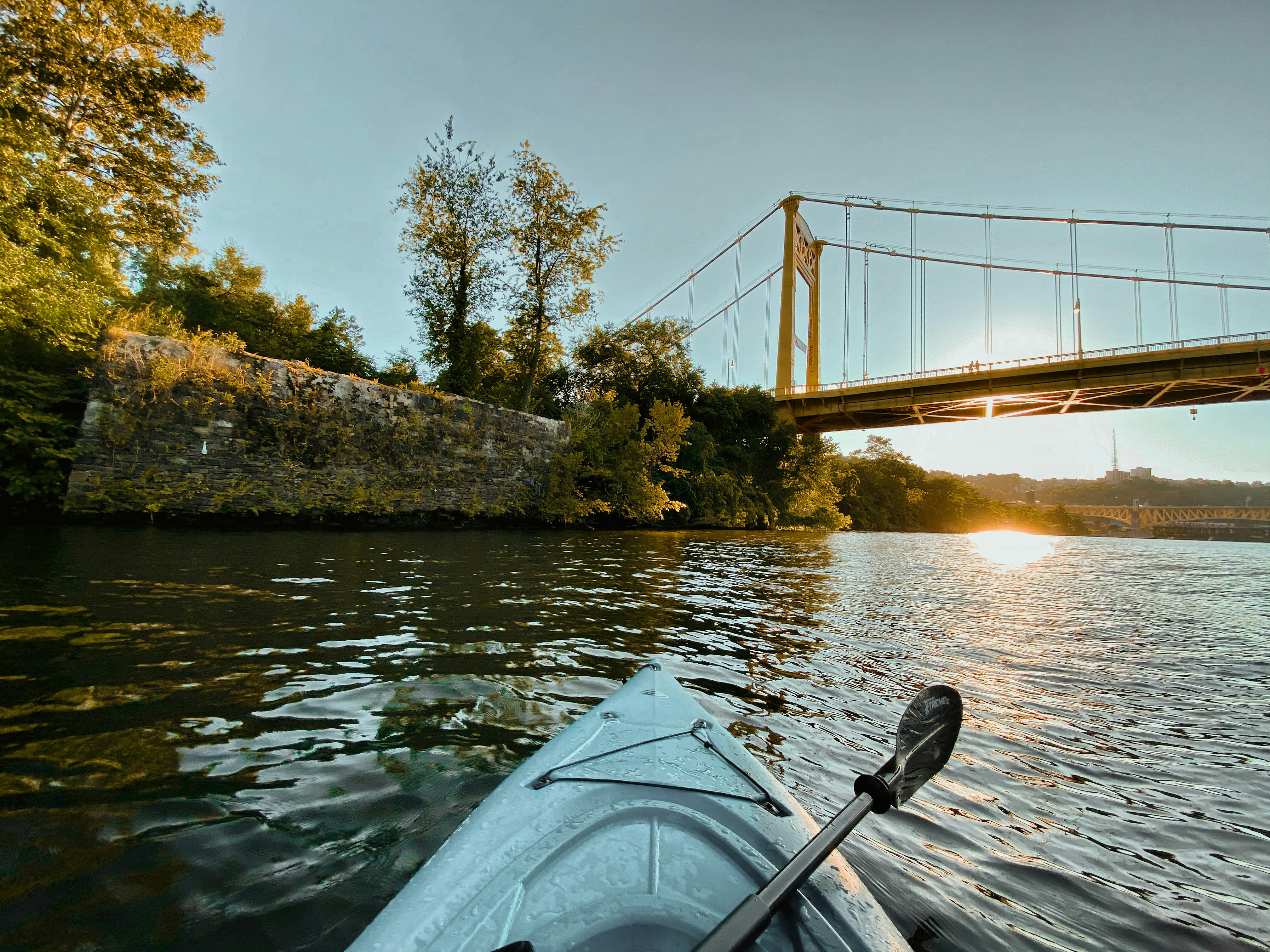A view of a bridge over a river from a kayak photo – Free Pittsburgh ...
