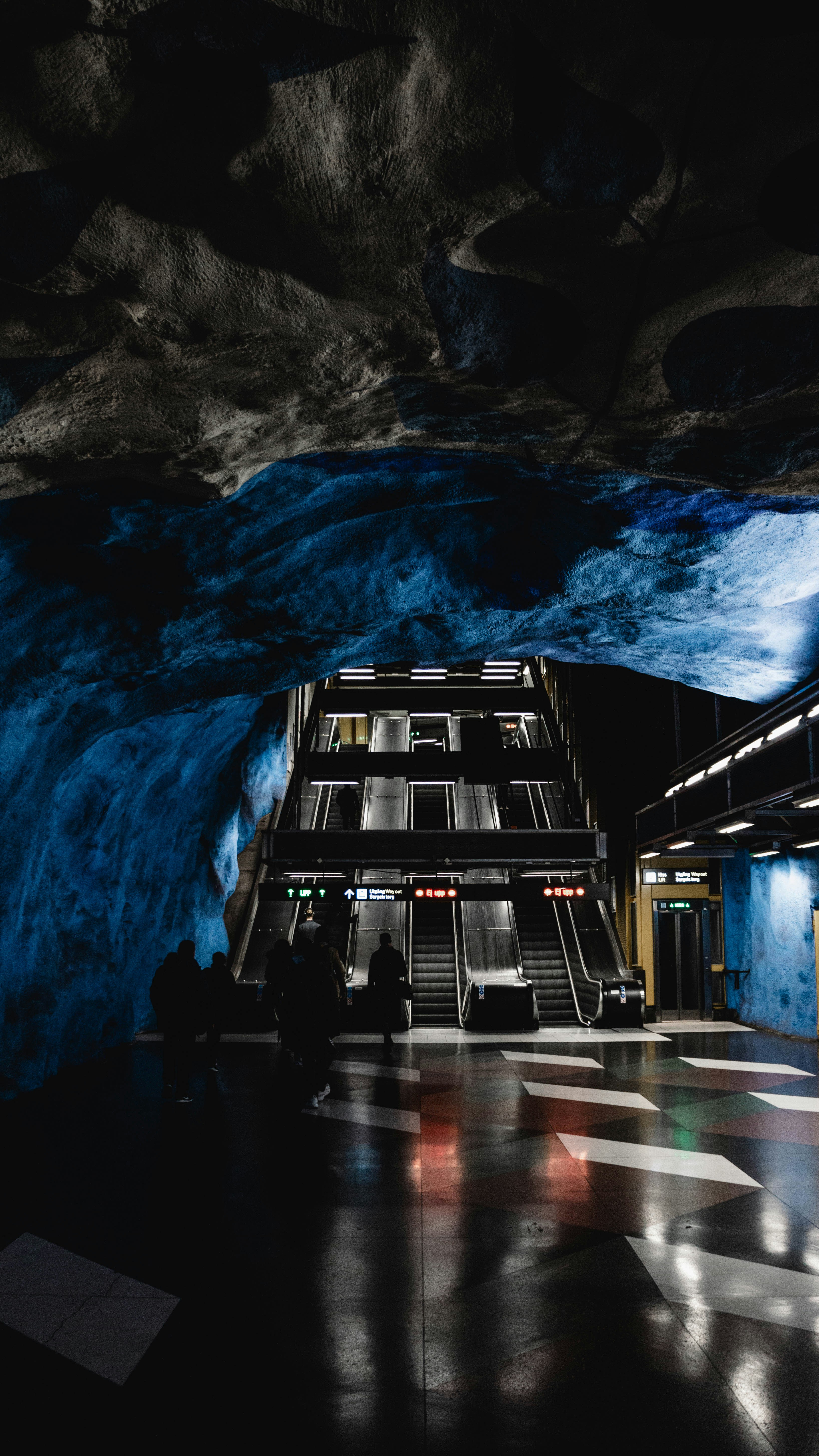 Blue Archway Station: Submerged Ceiling Above an Underground Plaza