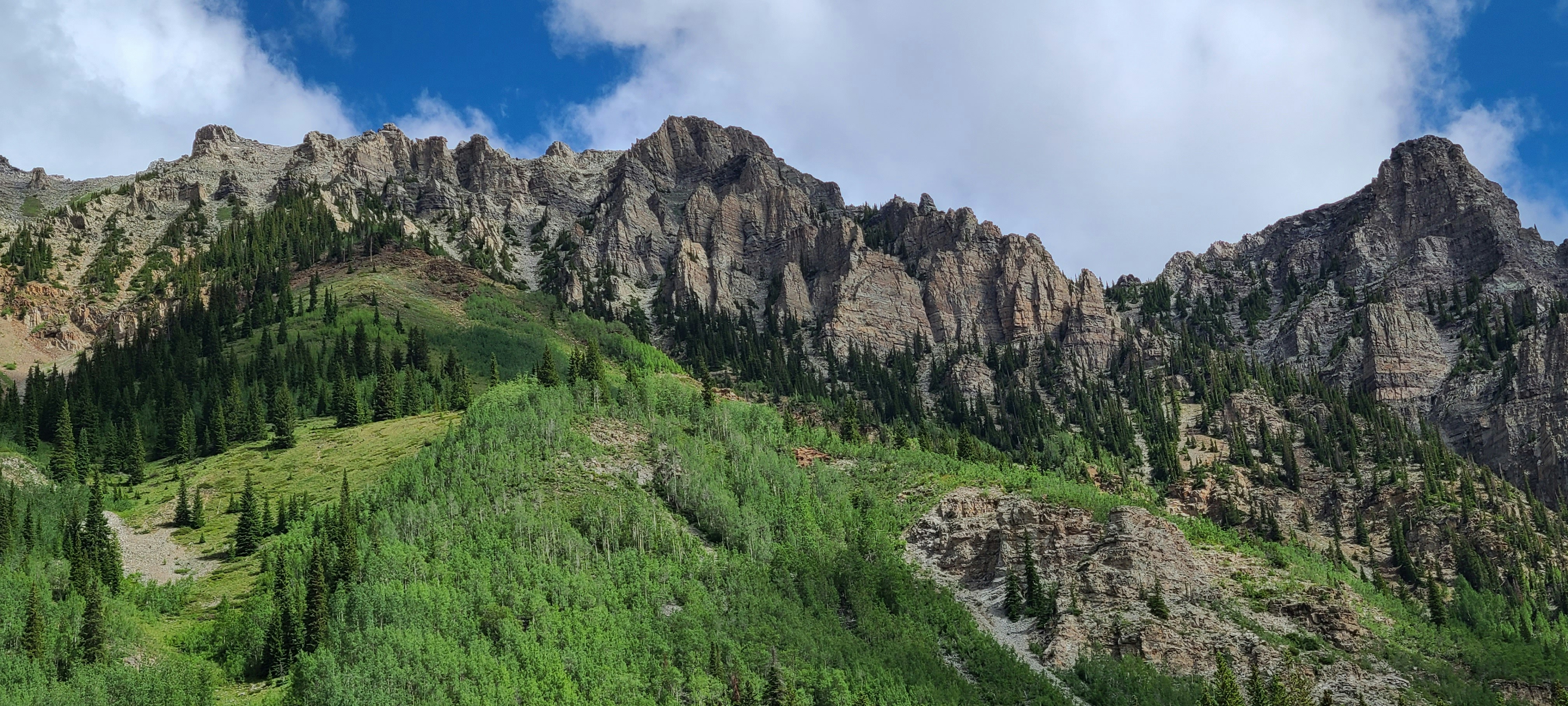Granite Crown over Alpine Green: A Mountain Landscape