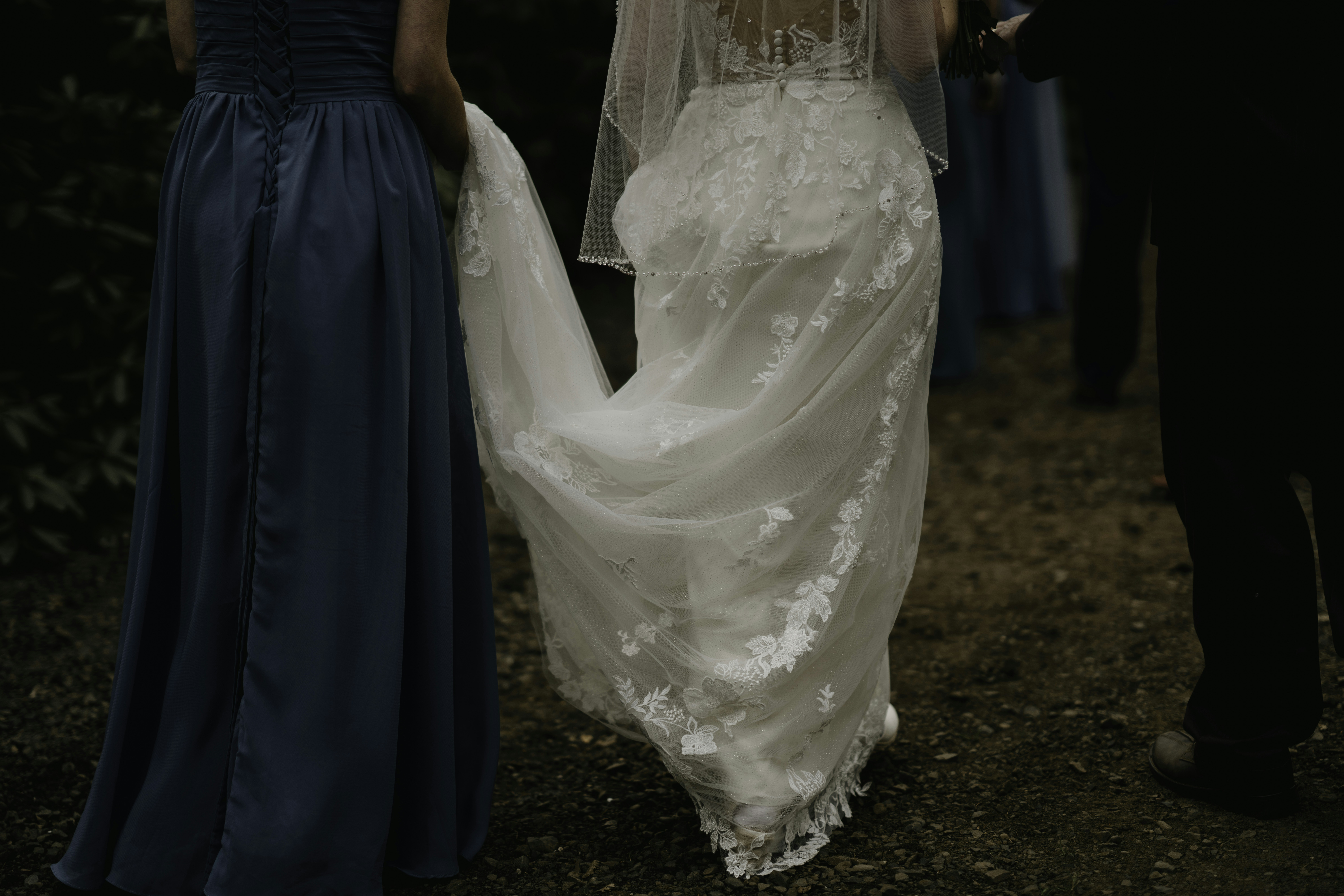 Lace on the Path: A Quiet Bridal Moment in the Forest