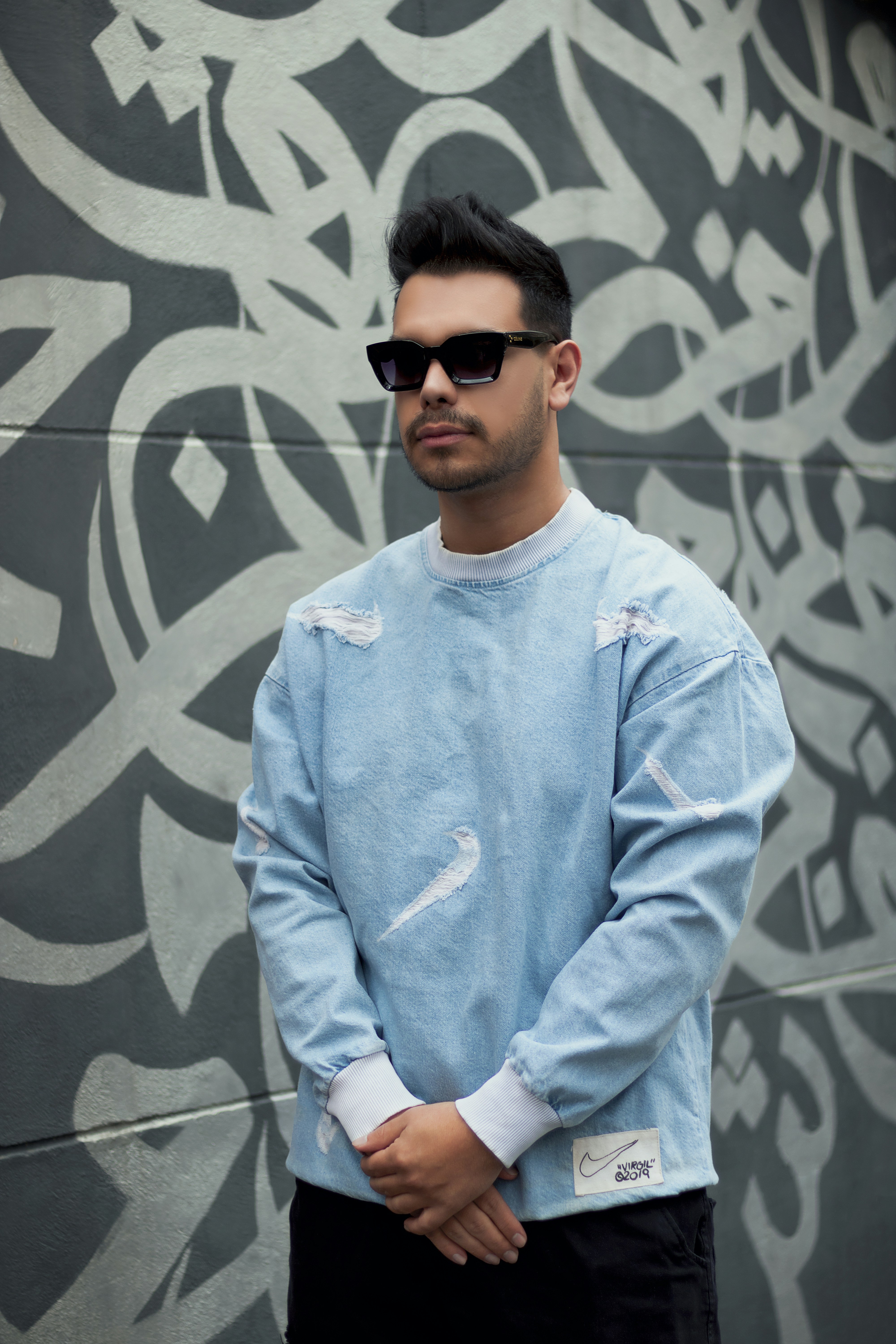 Urban Halo: Shades, Denim, and Graffiti
