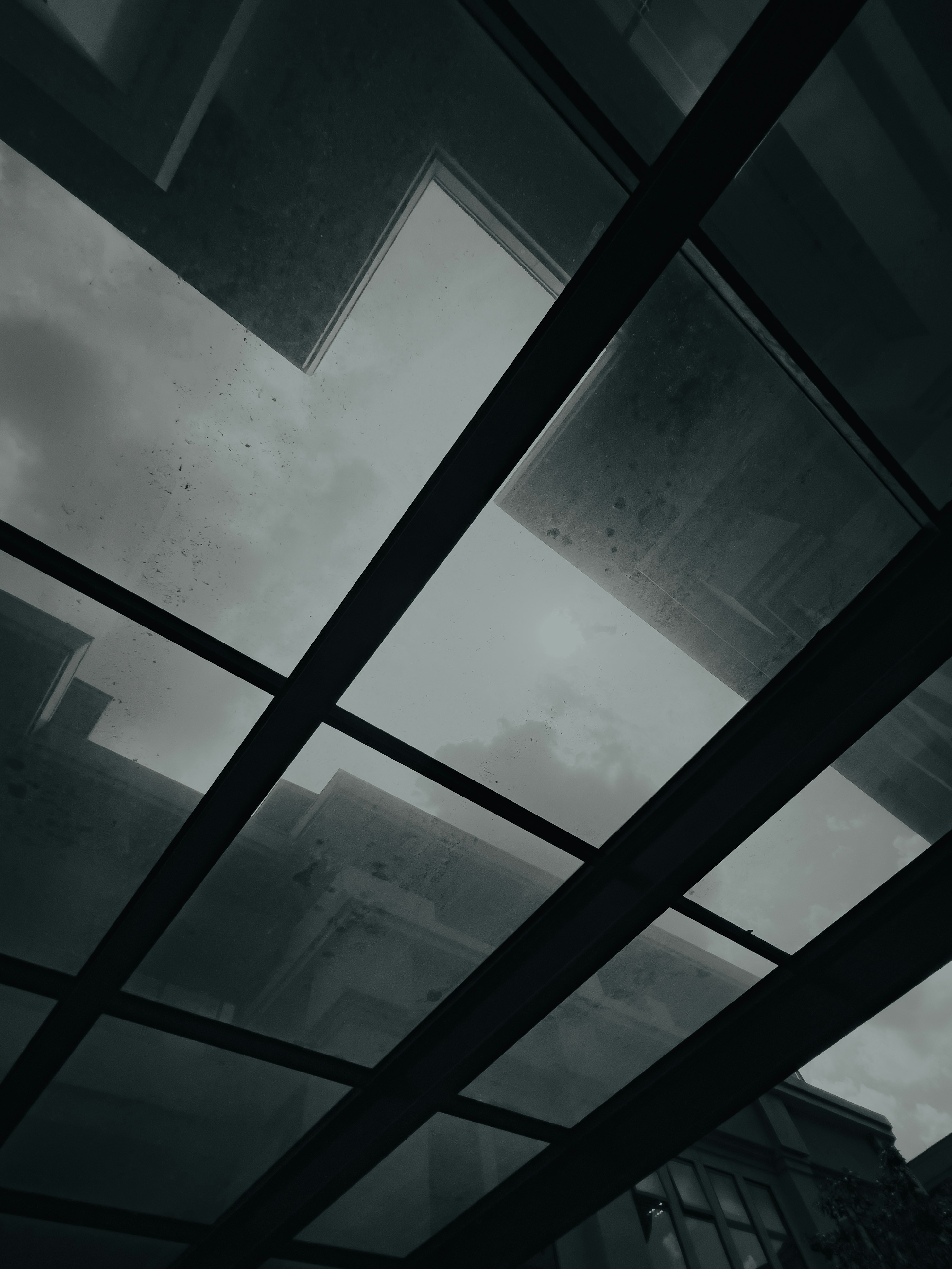 A black and white photo of a skylight photo – Free Texture Image on ...