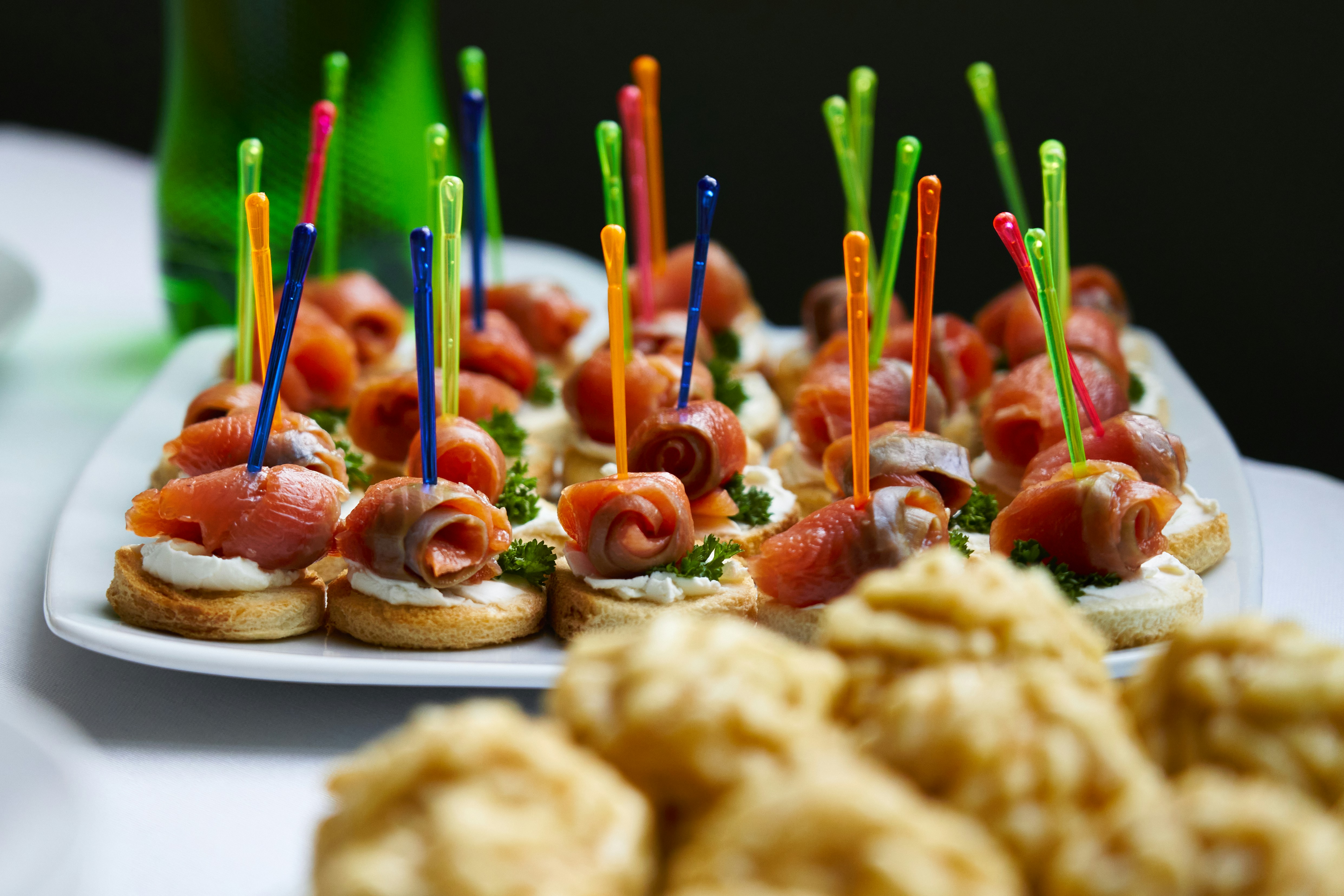 Savory Skewers: Crostini Canapés Dot a Party Spread