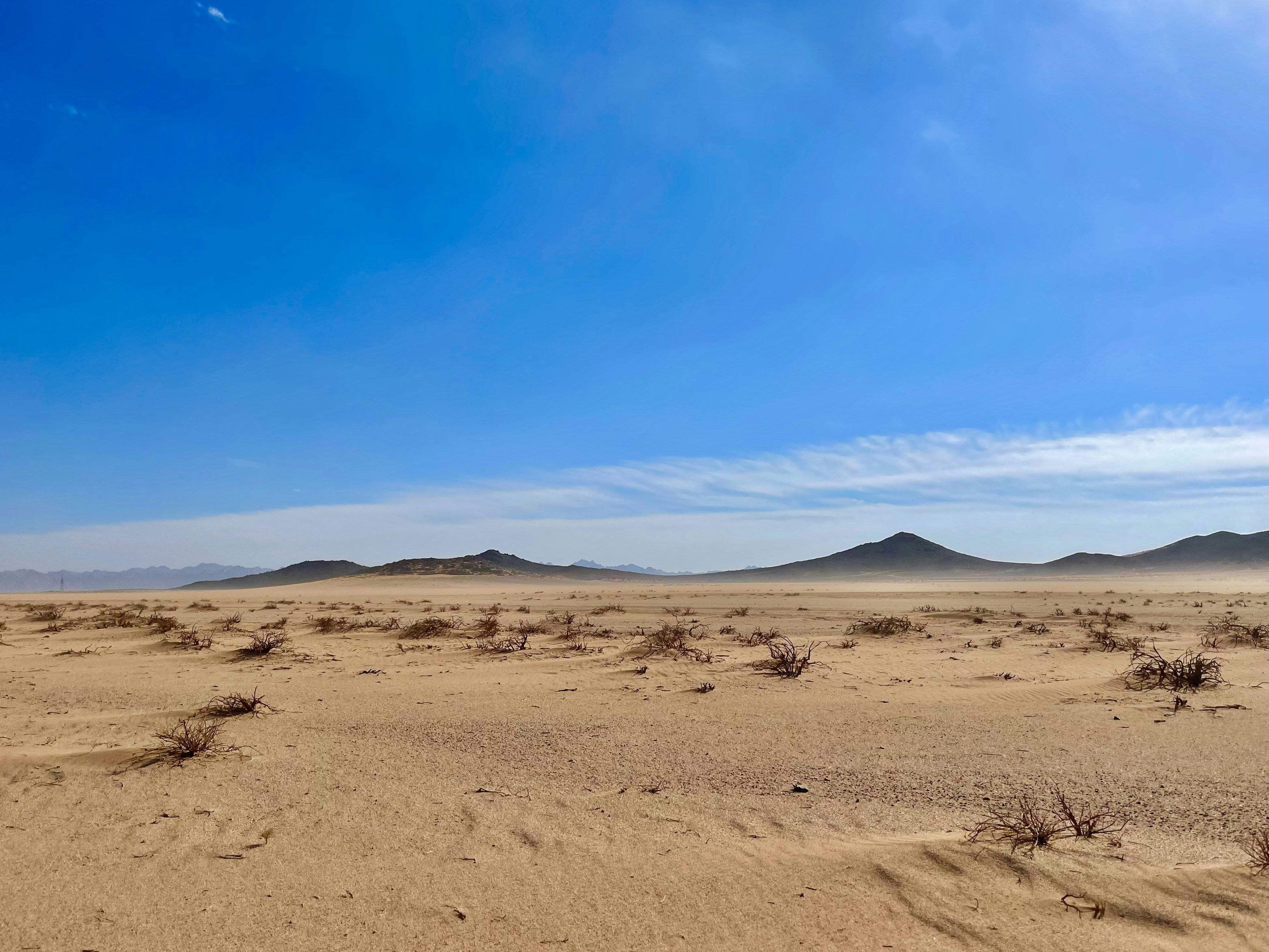 Horizon of Quiet Heat: Dunes Stretch Under a Pristine Desert Sky