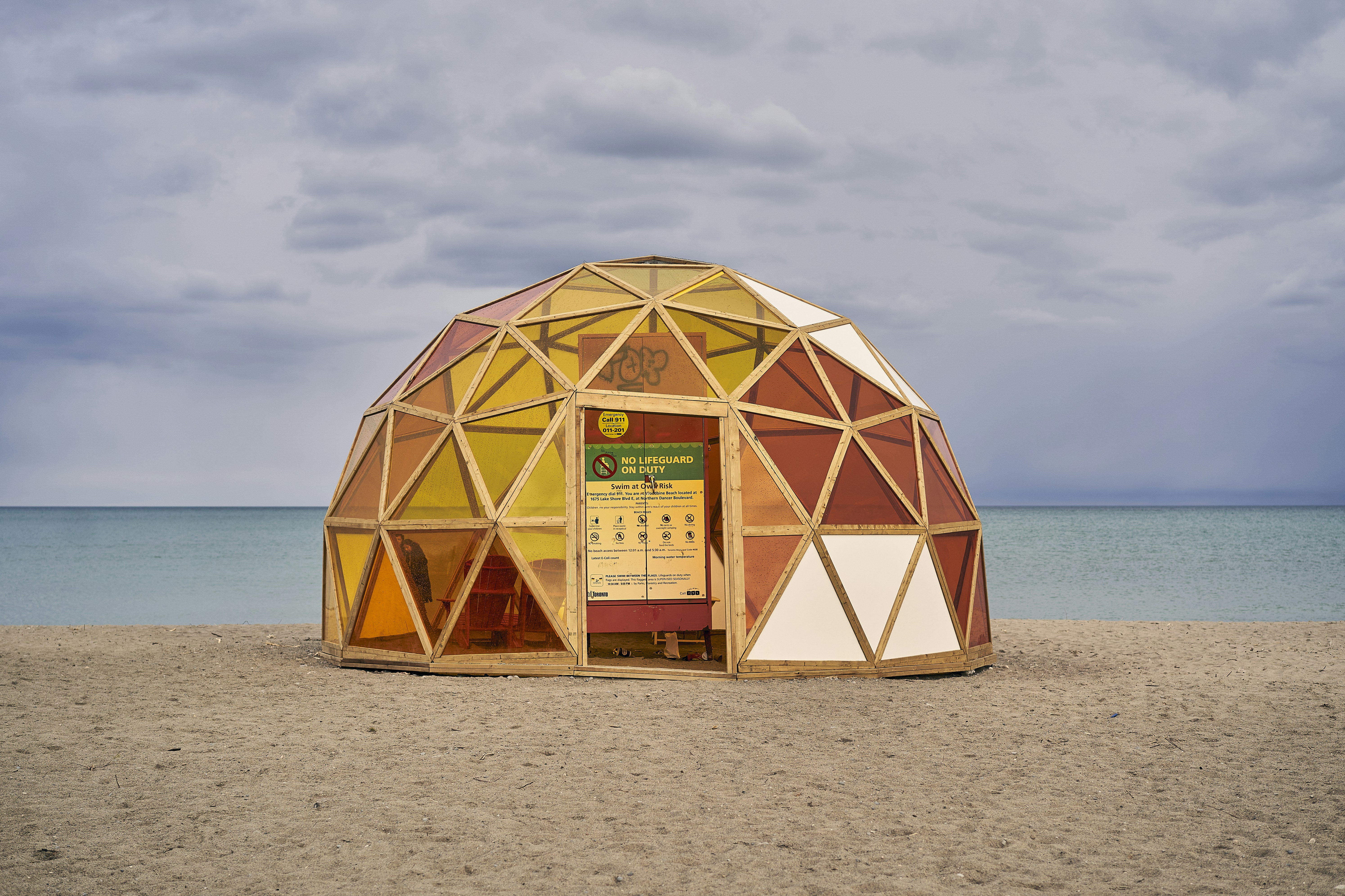 Patchwork Geodesic Dome at the Quiet Shore