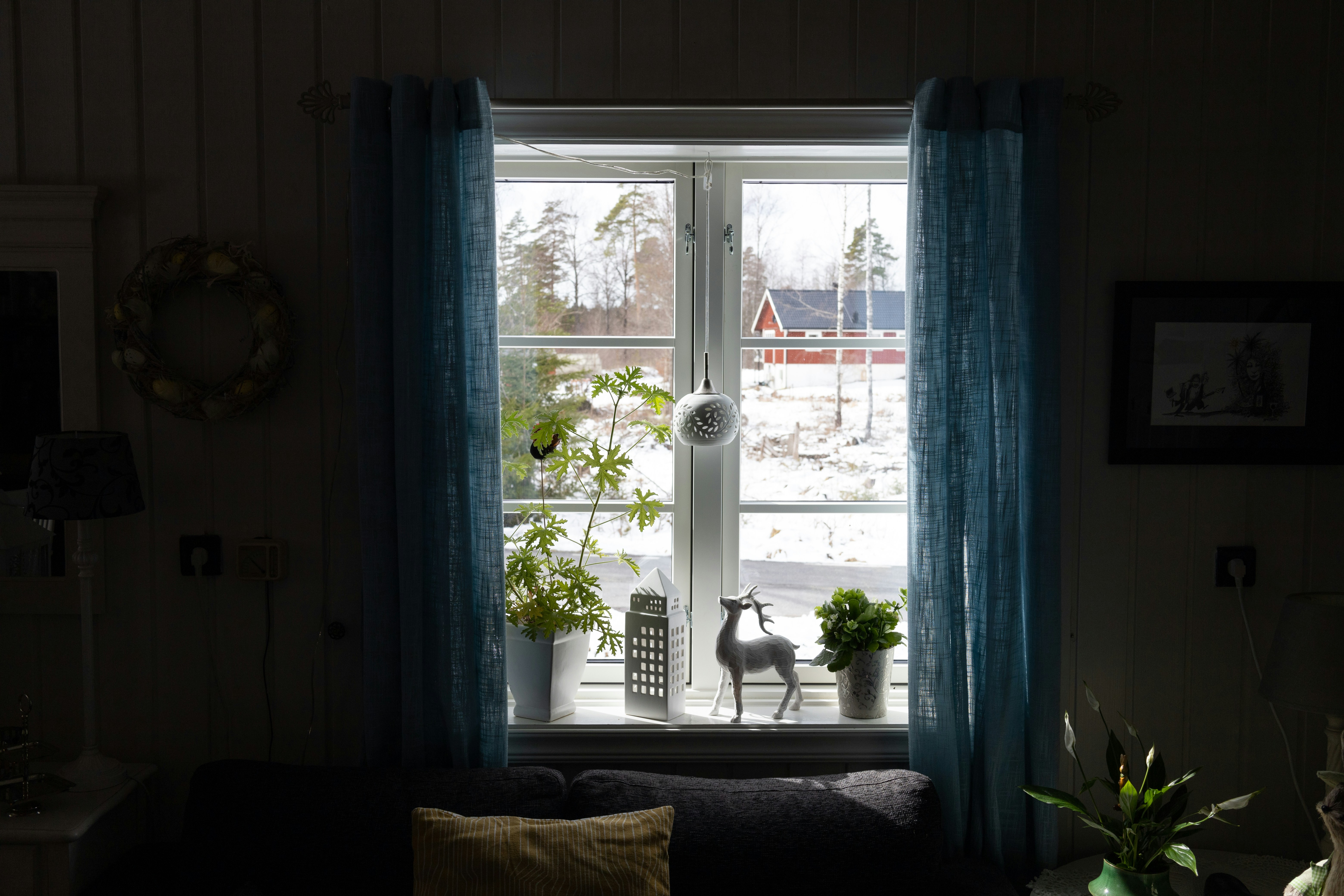 a living room filled with furniture and a window