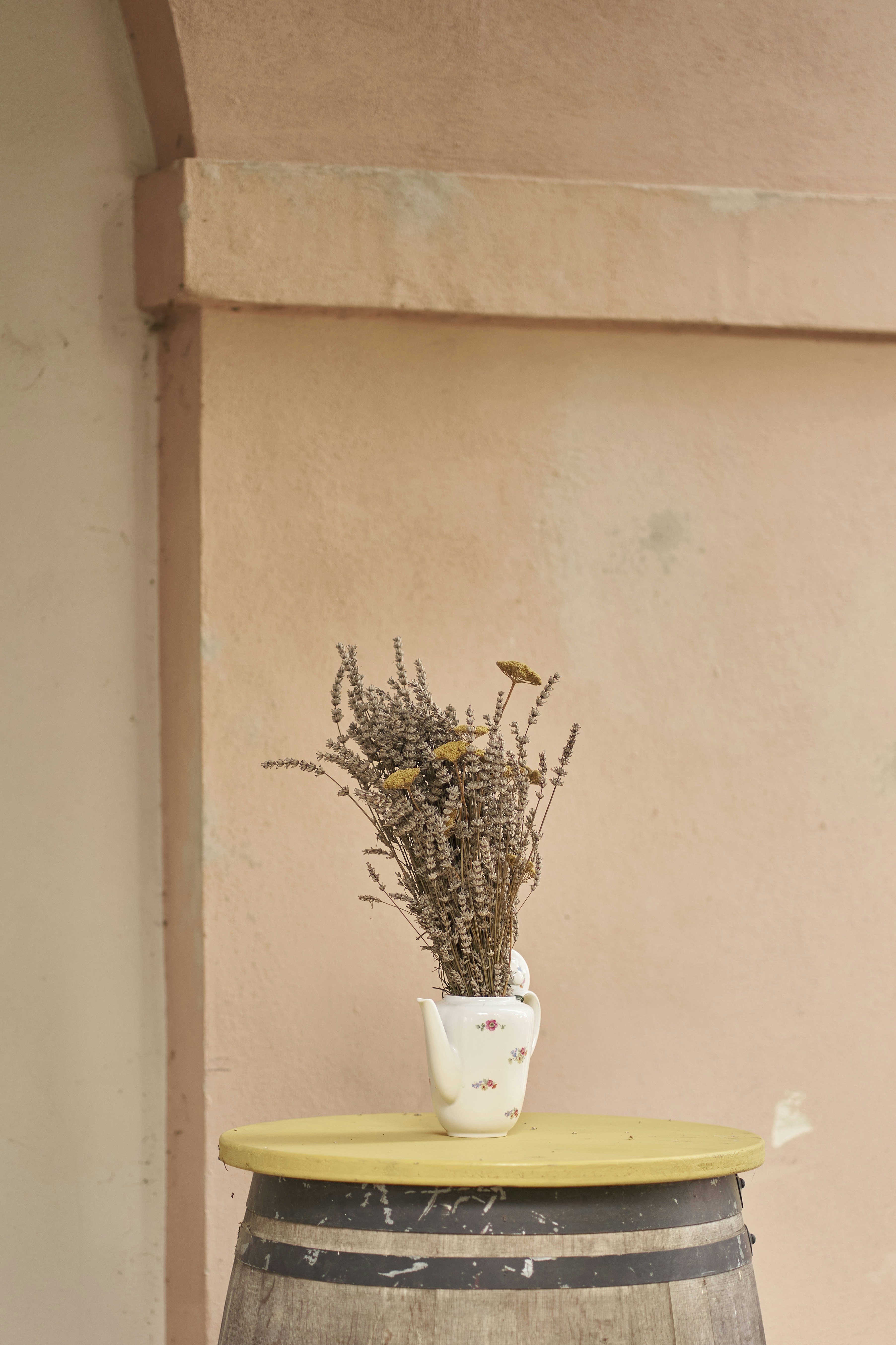 Dried Lavender on a Sunlit Pedestal: Quiet Vignette