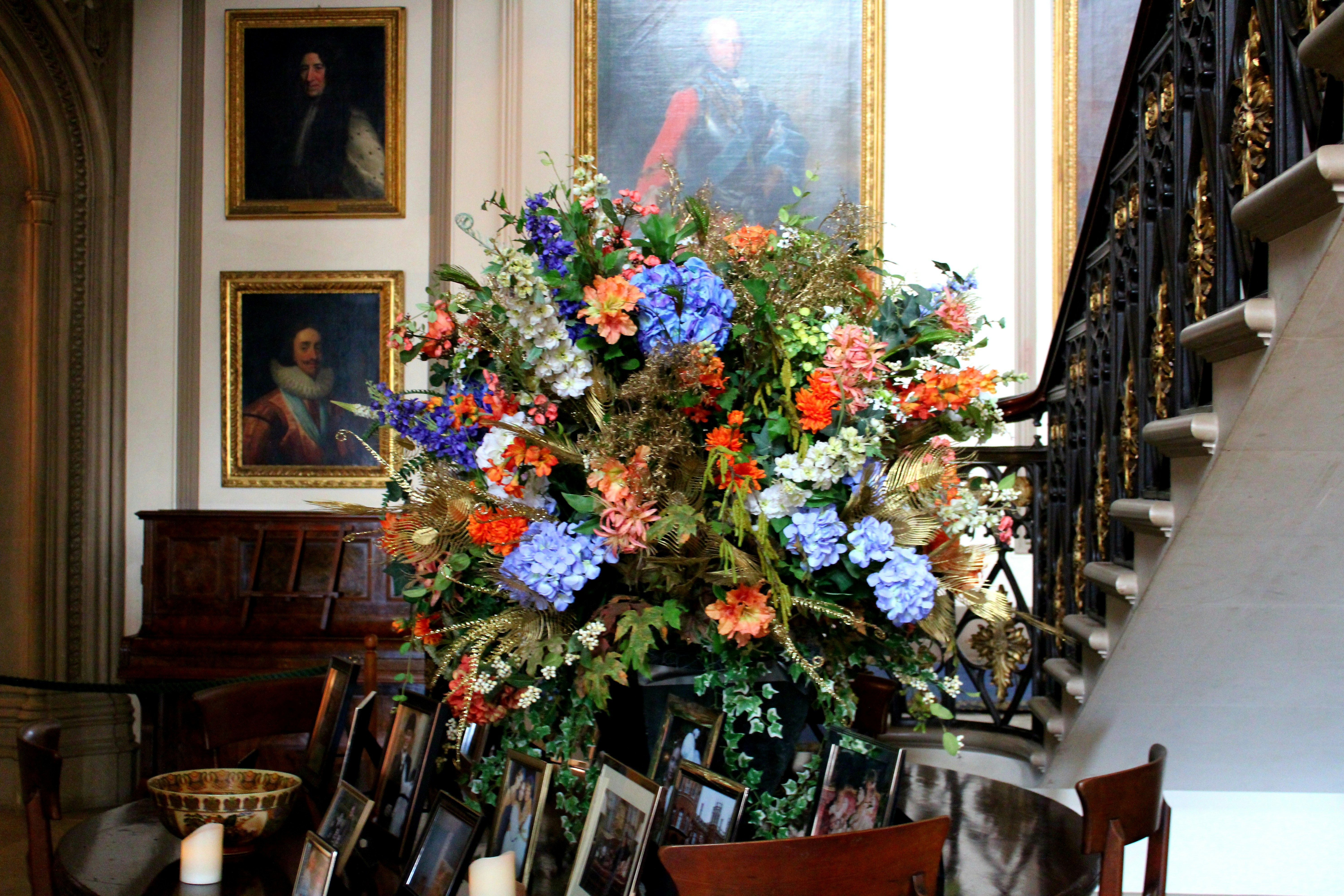 Beacon Bouquet: A Vibrant Centerpiece in a Portrait Gallery Hall