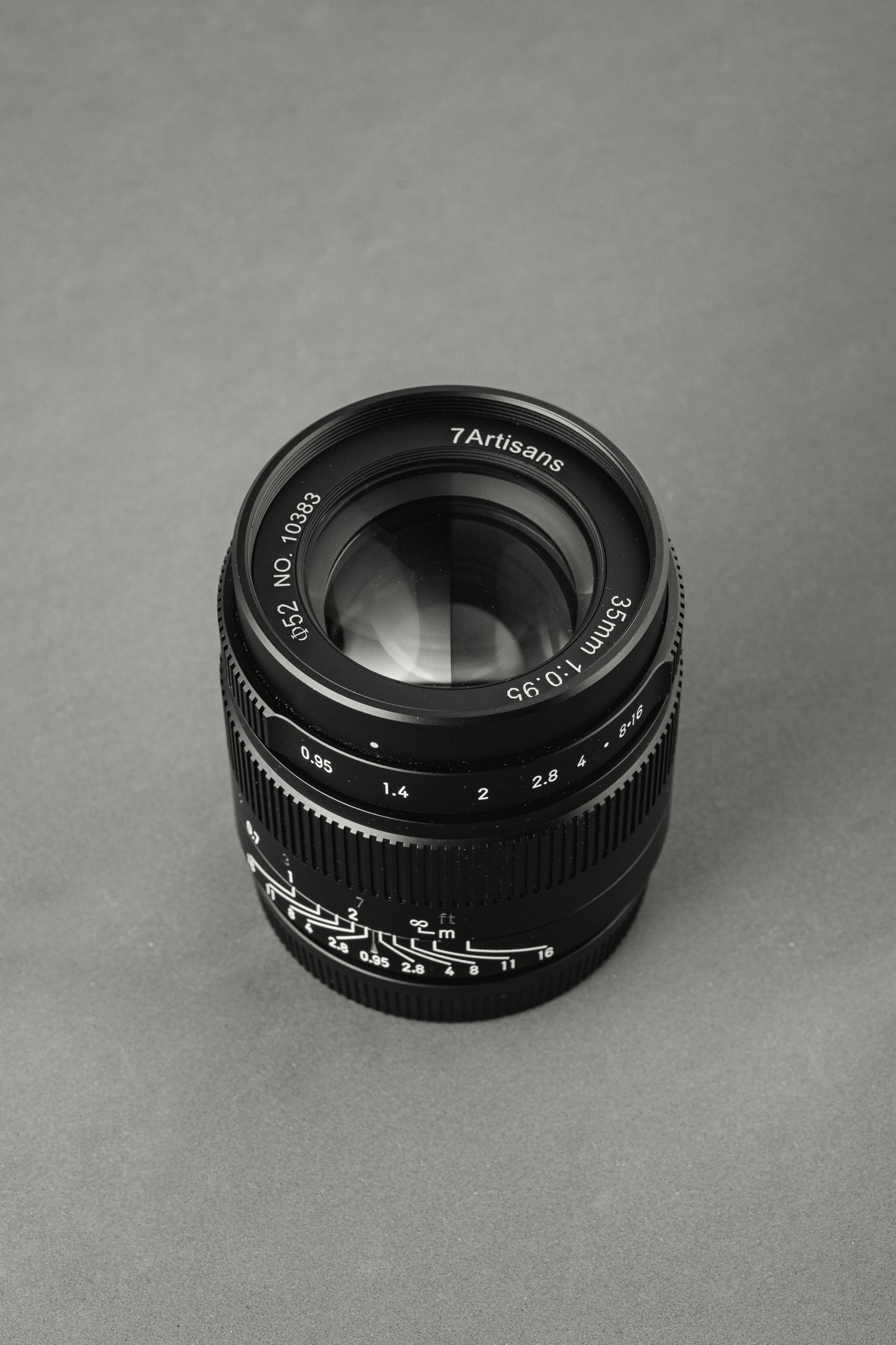 a close up of a camera lens on a table