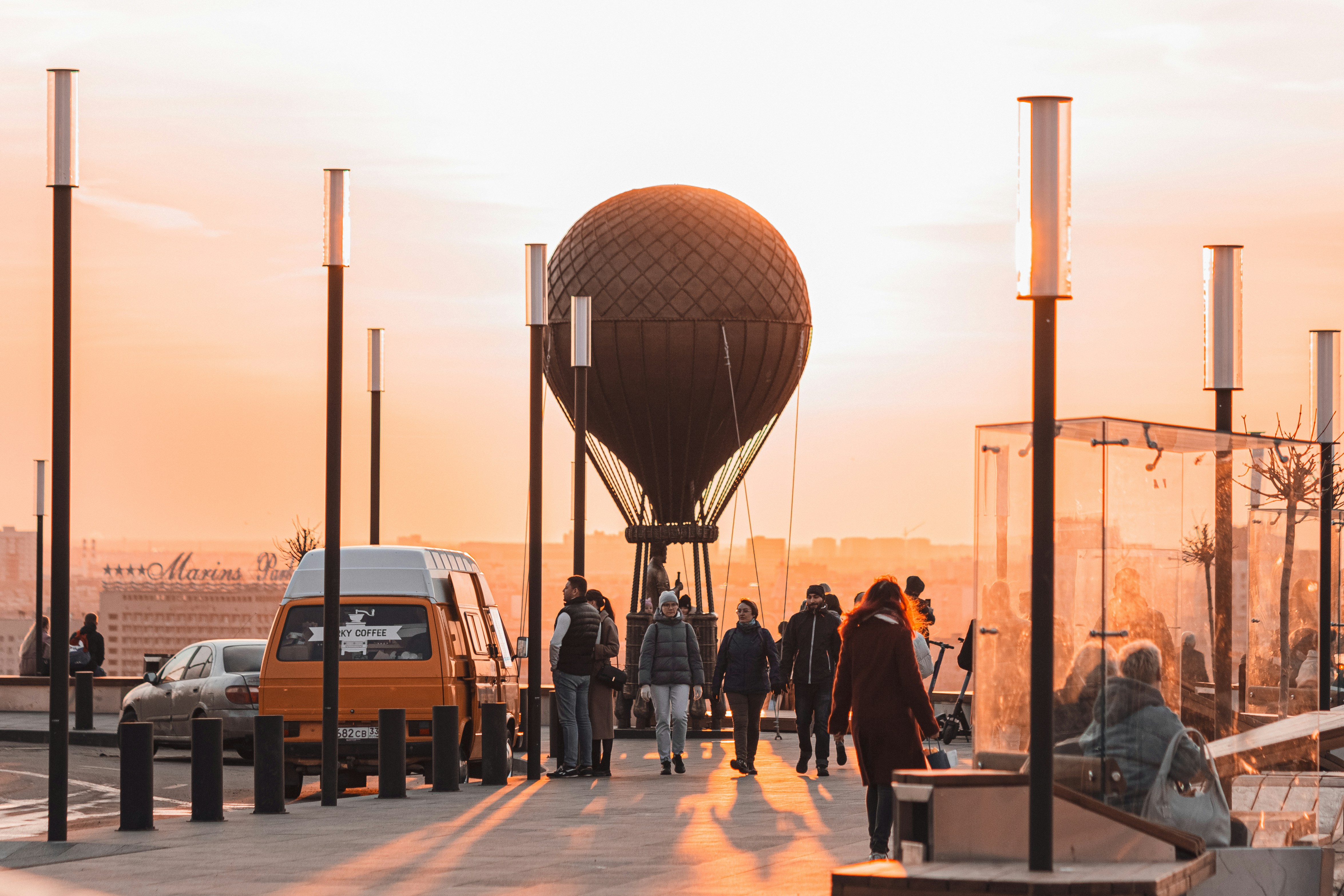Balloon Hangar: Sunset Walk Through an Urban Promenade