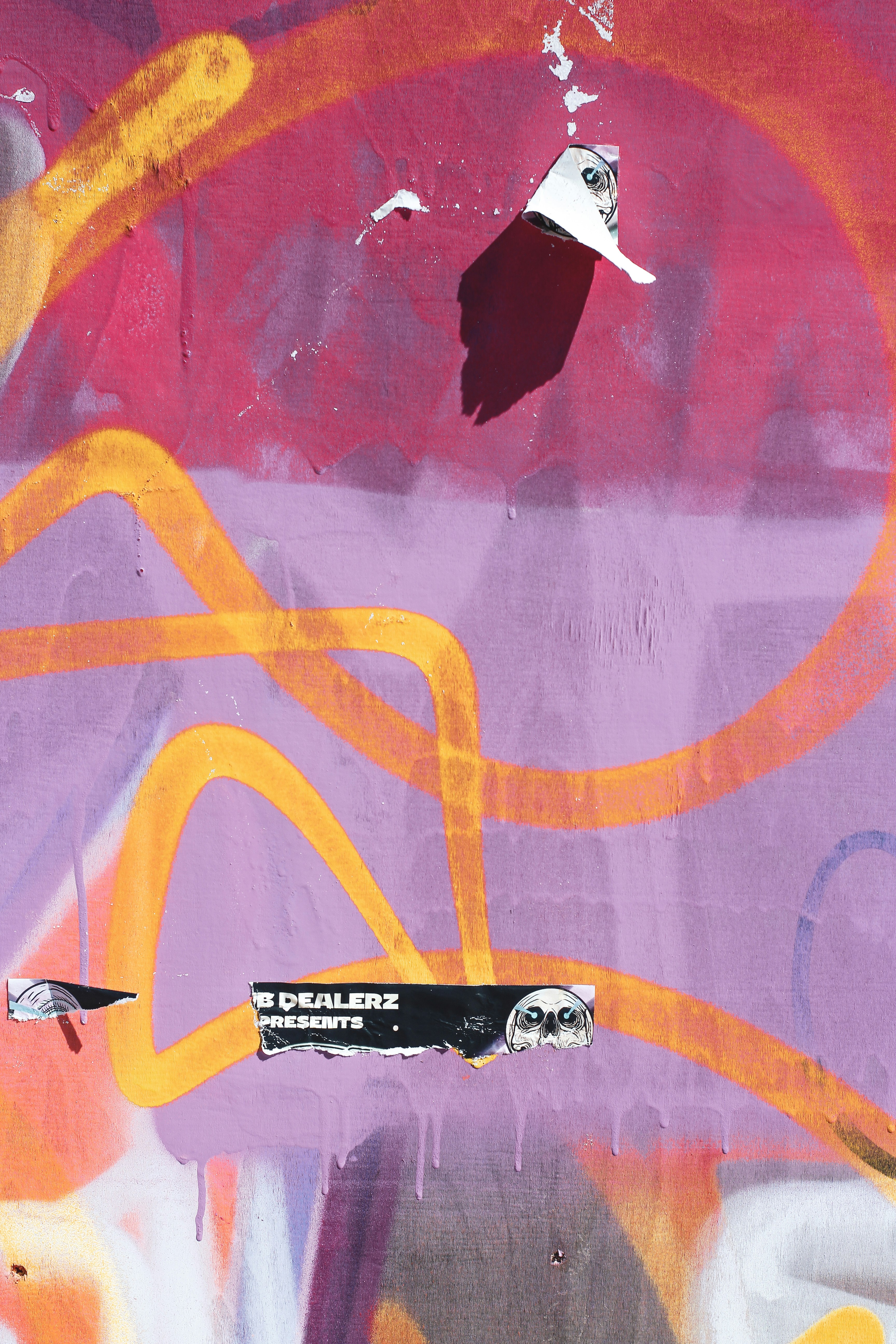 Neon Loops and a Torn Patch: A Graffiti Canvas in Purple