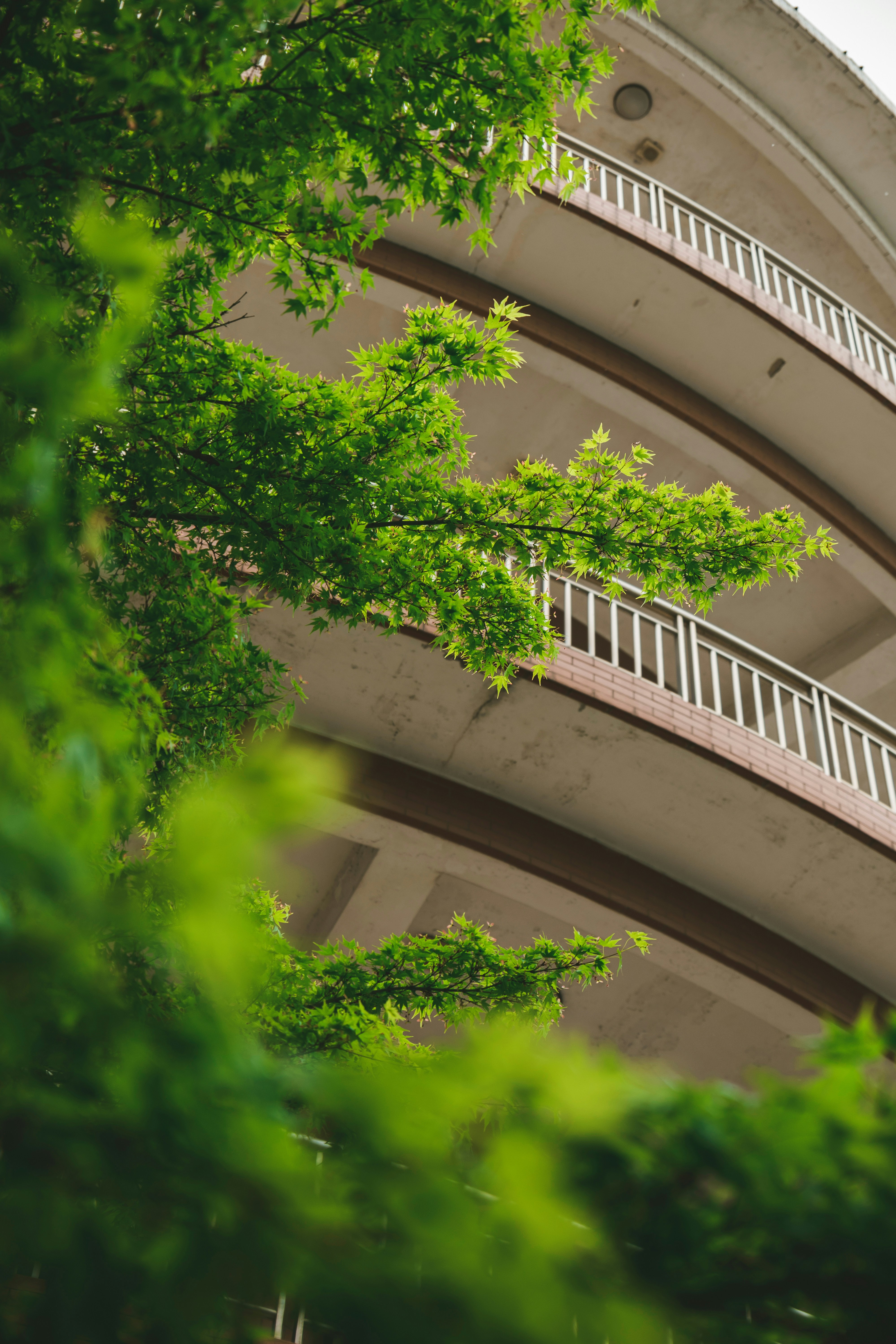 A circular building with a balcony and balconies photo – Free Buildings ...