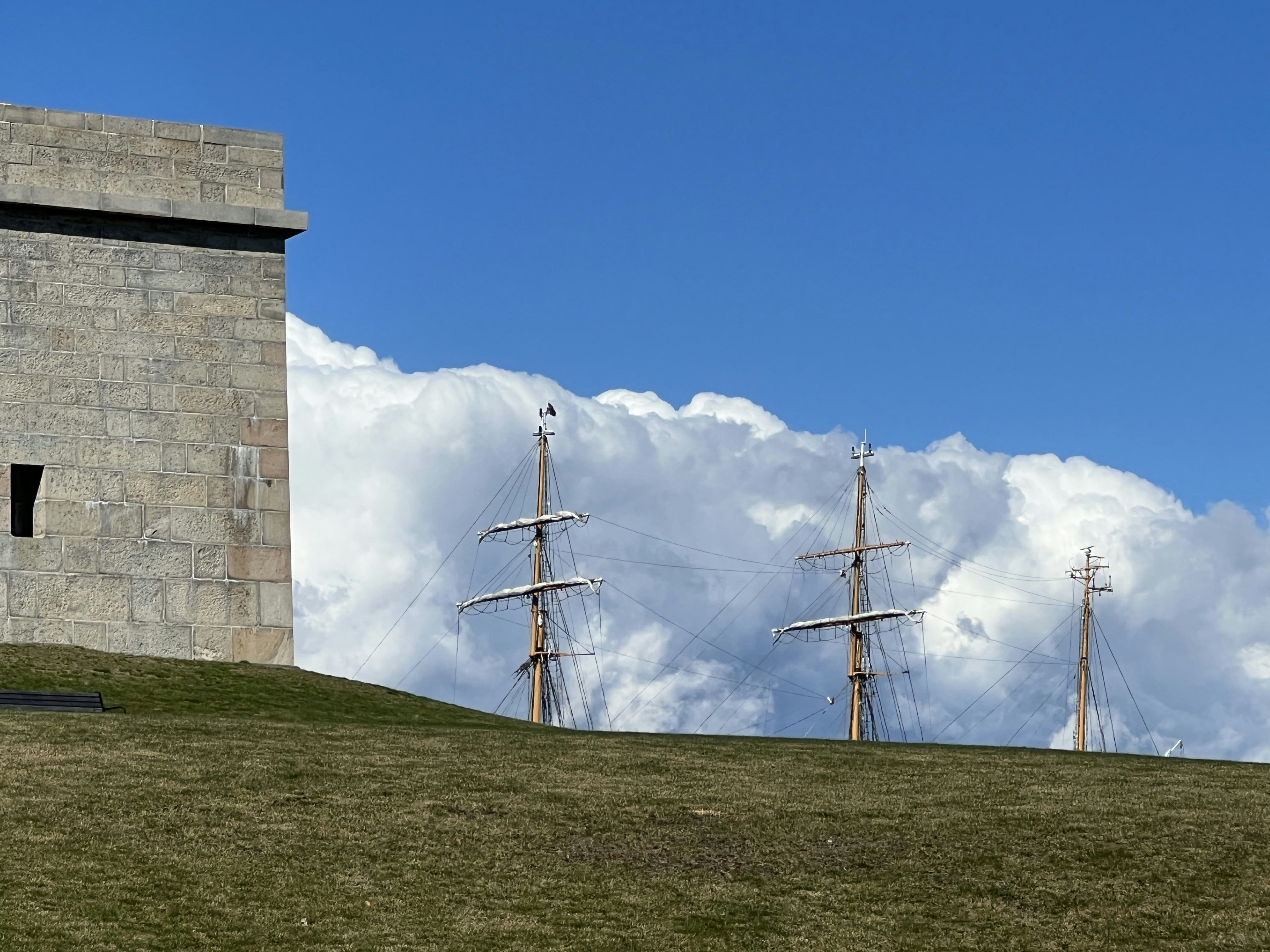 Castle lip and rigging against a blue sky