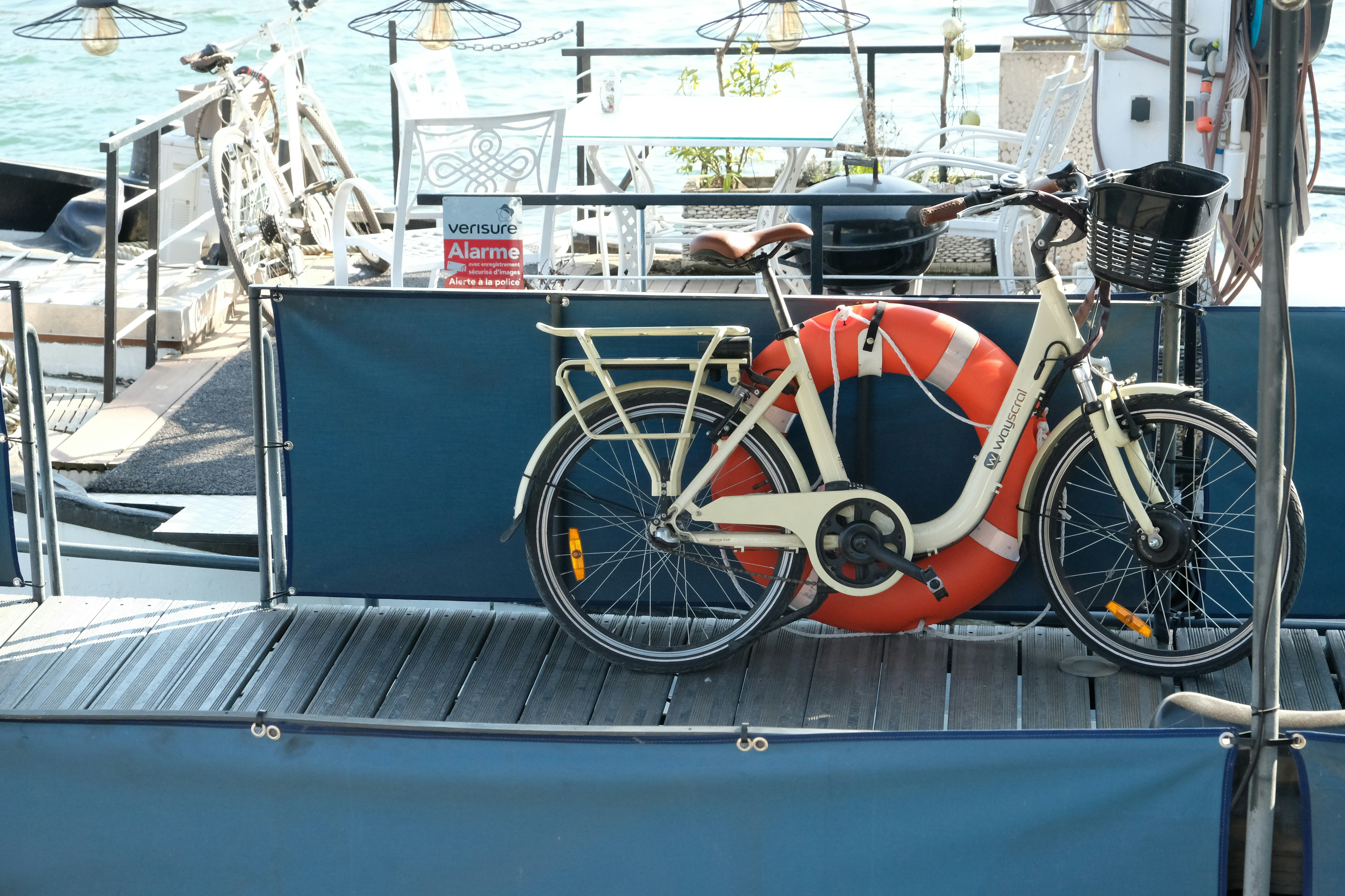 On board a river barge, River Seine, Paris, France