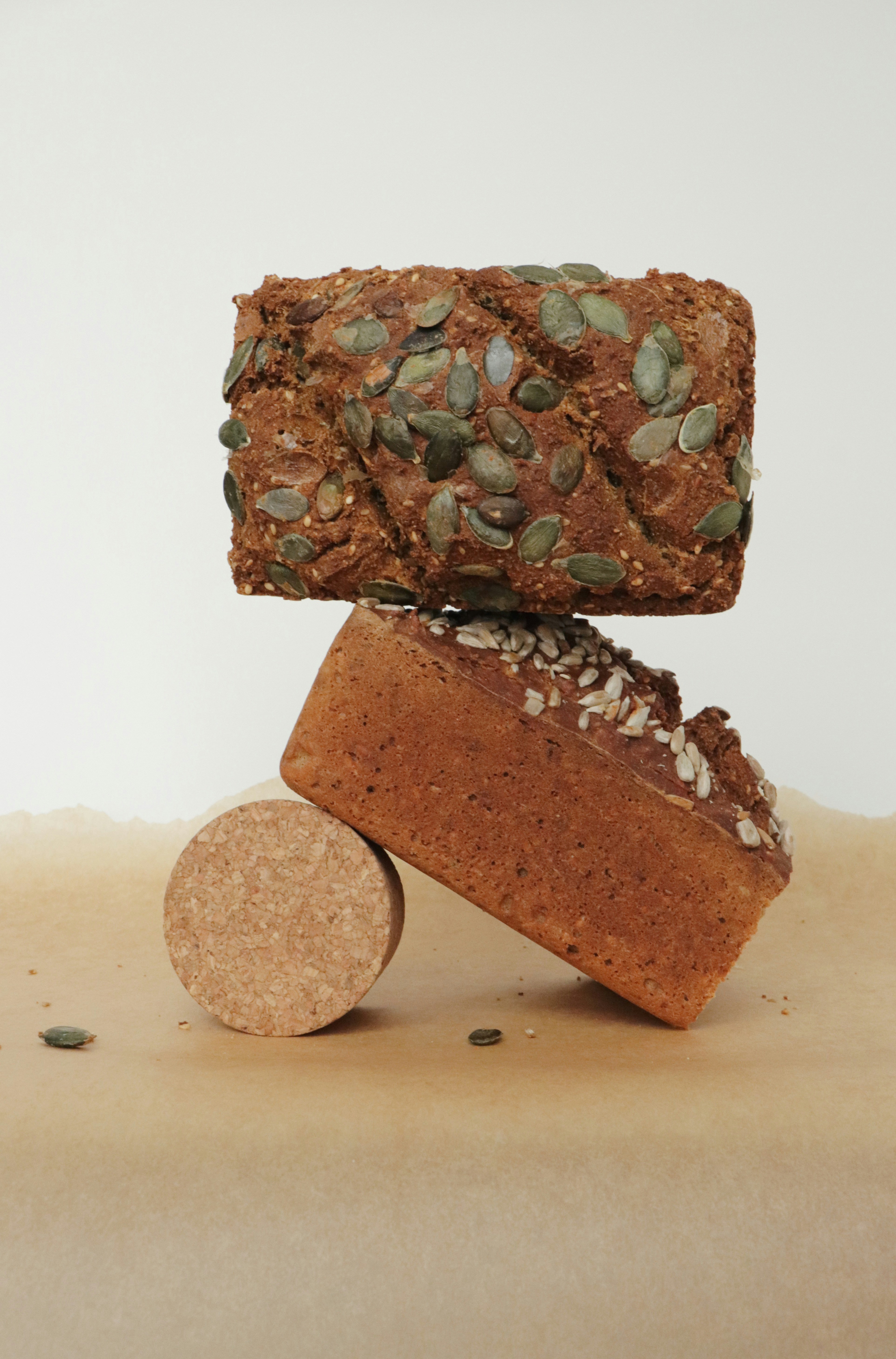 Seeded Tower: Crusty Geometry in a Quiet Still Life