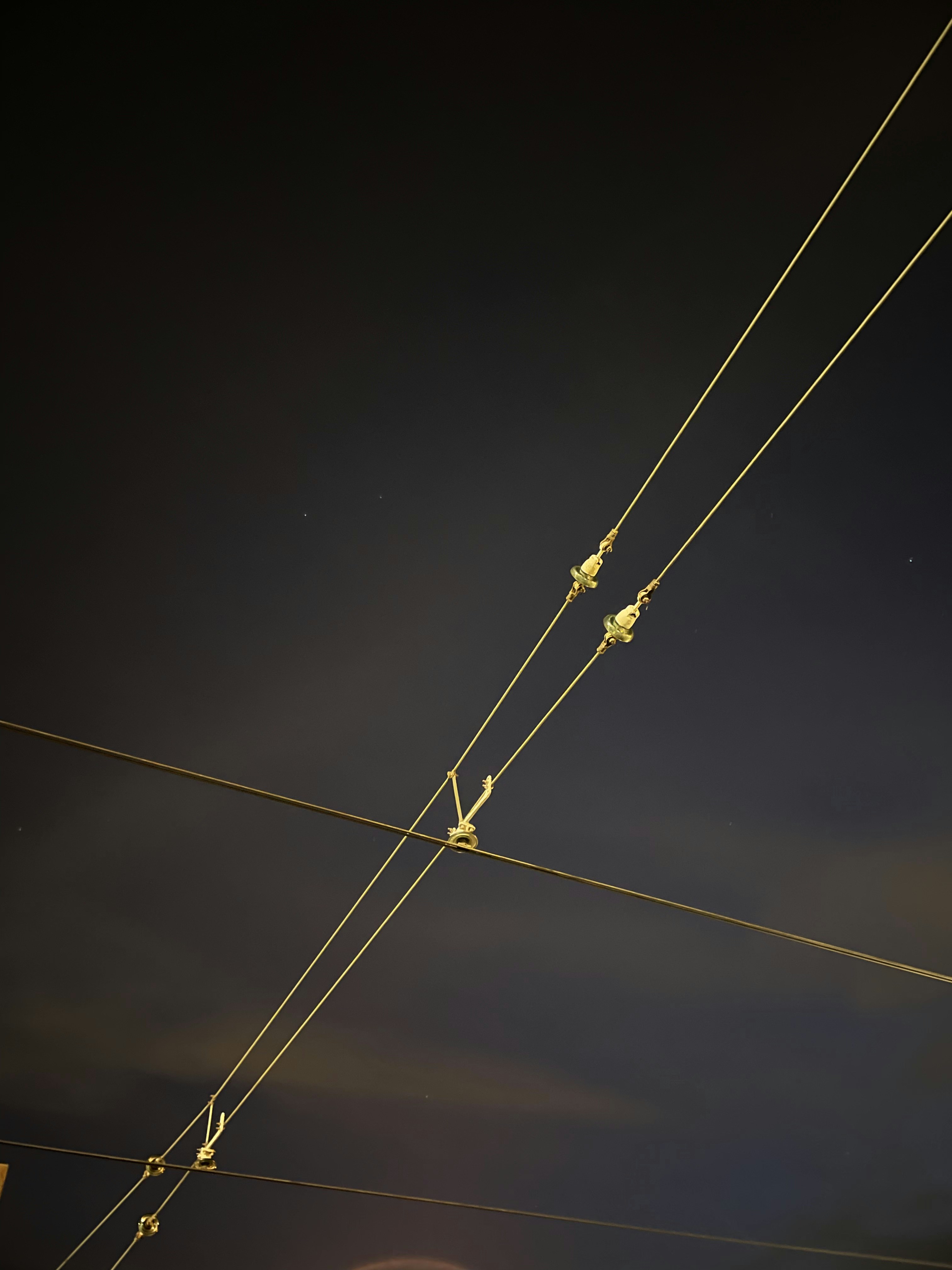 View of an overhead line at night