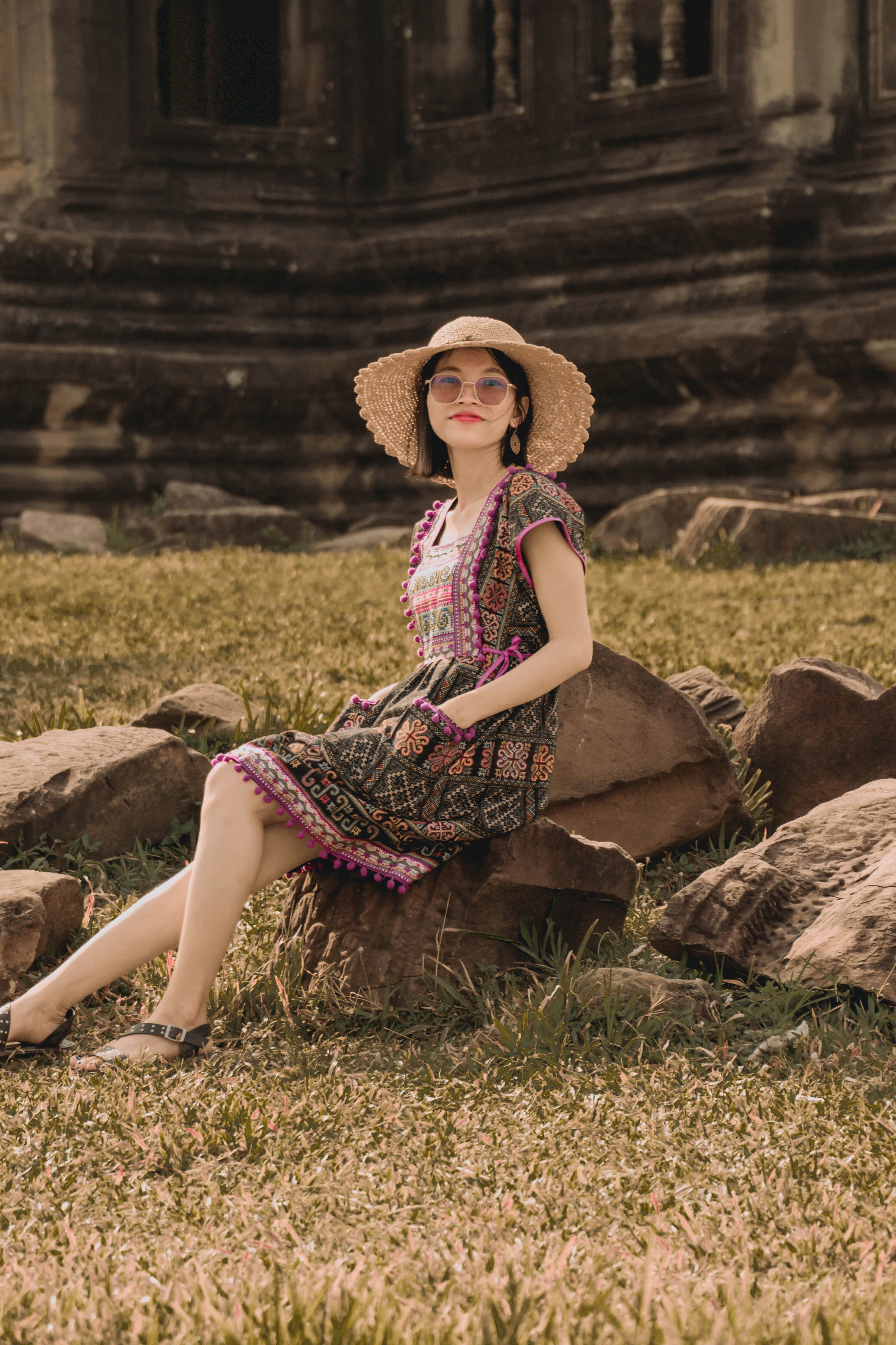 Patterned Portrait by the Ruins