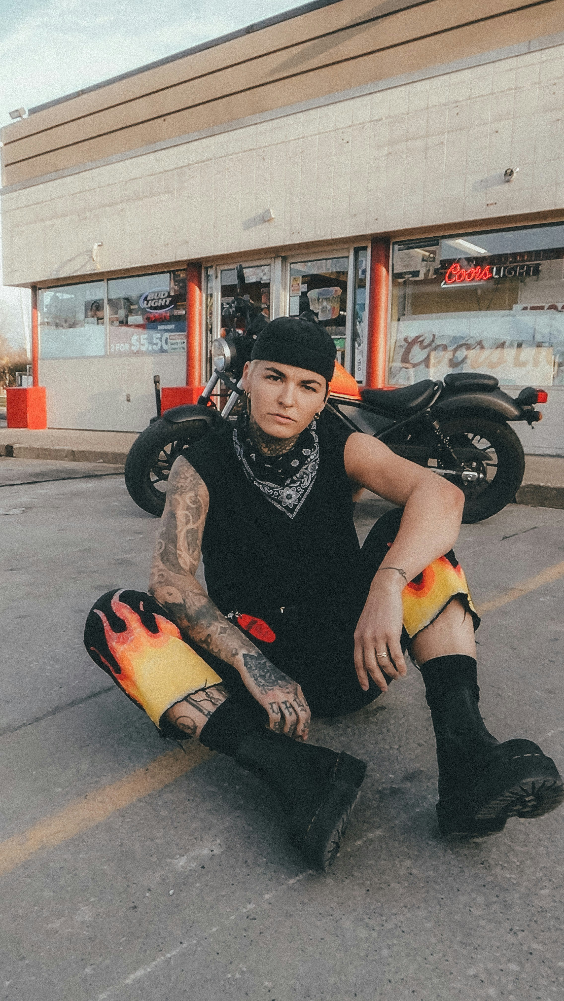 Midnight Rider: A Quiet Stare by the Motorcycle