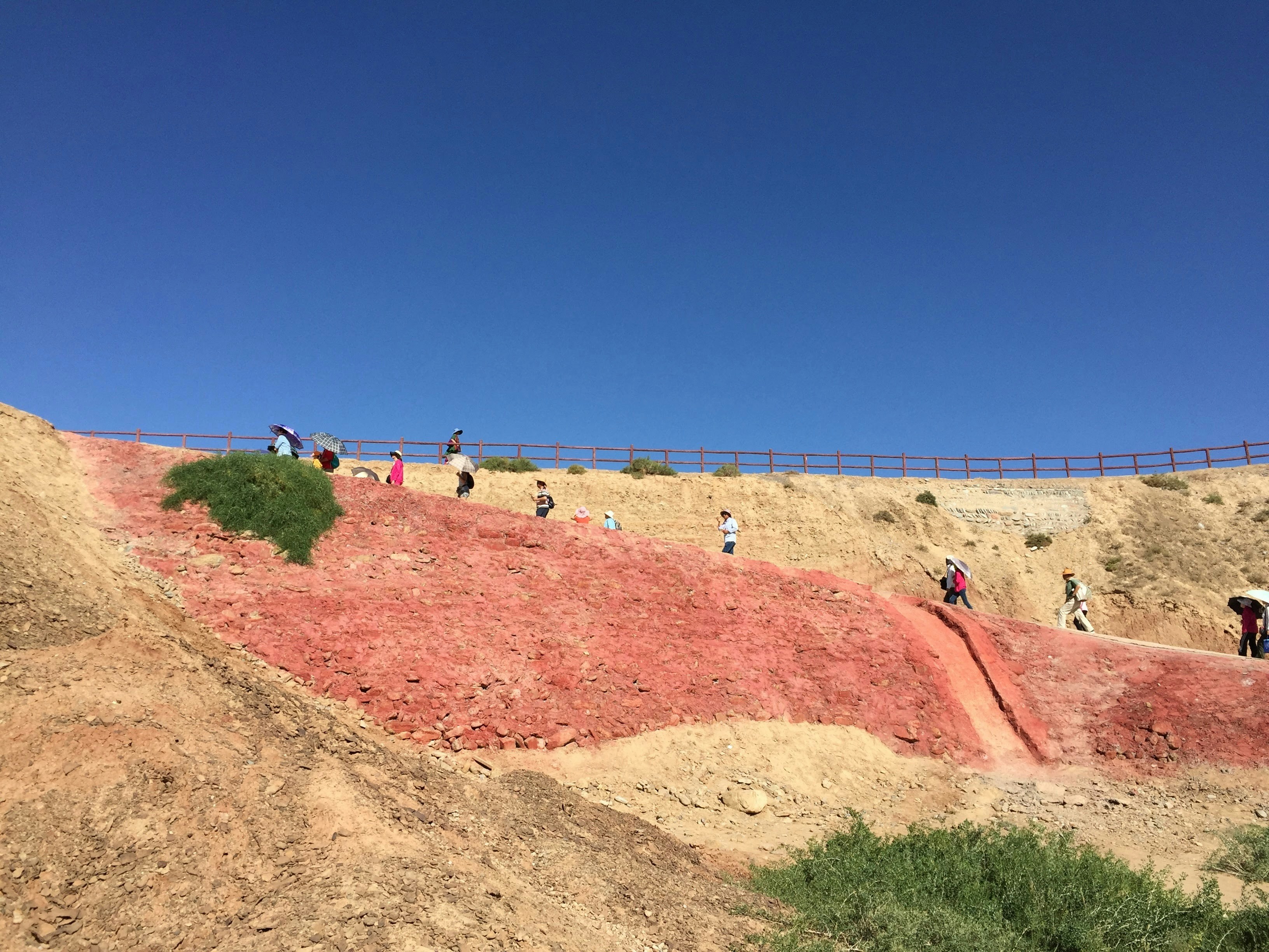 Visitors to the mountain | a group of people walking on a dirt path