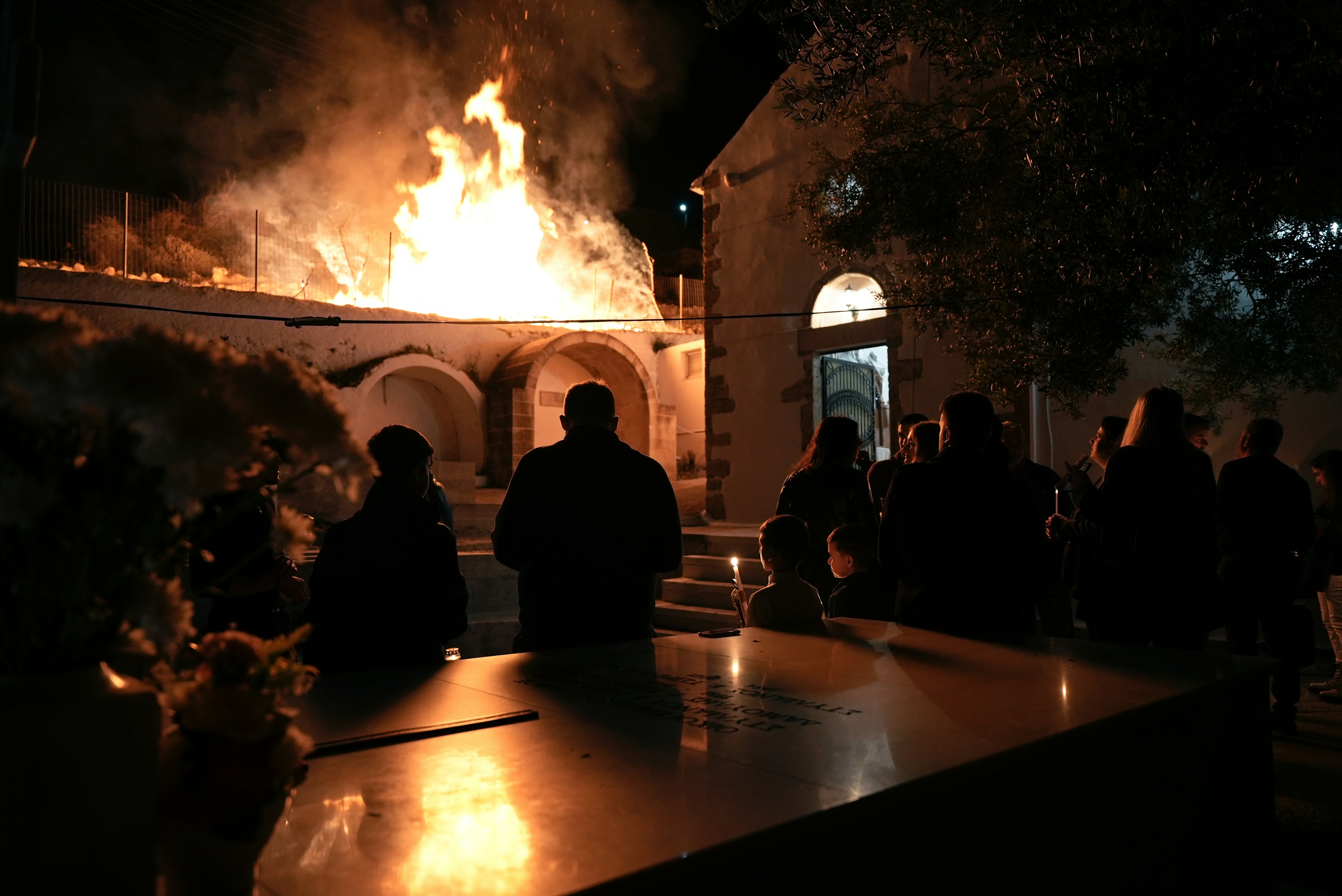 Fiery Night Vigil in the Courtyard