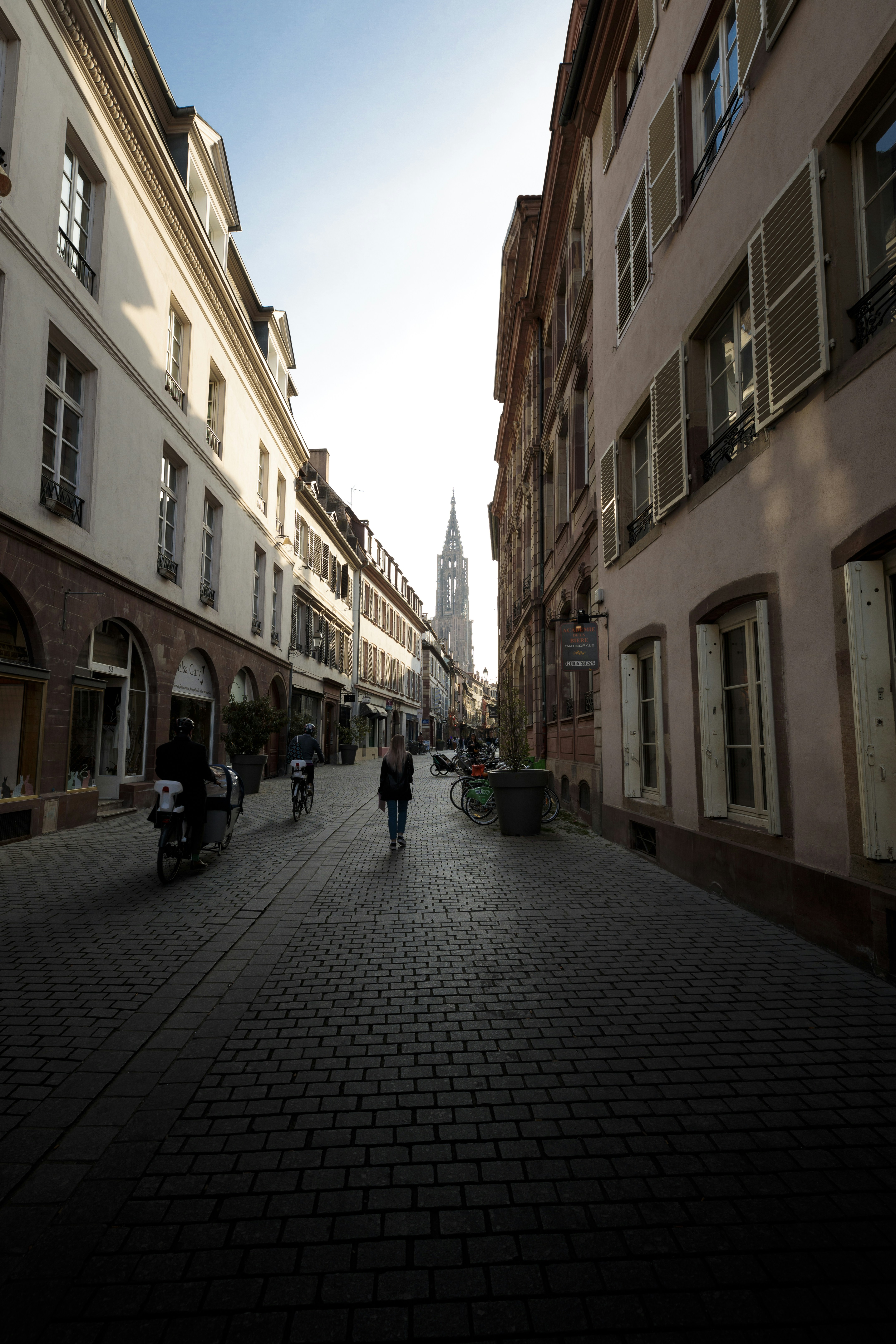Cobbled Street Toward a Gothic Silhouette