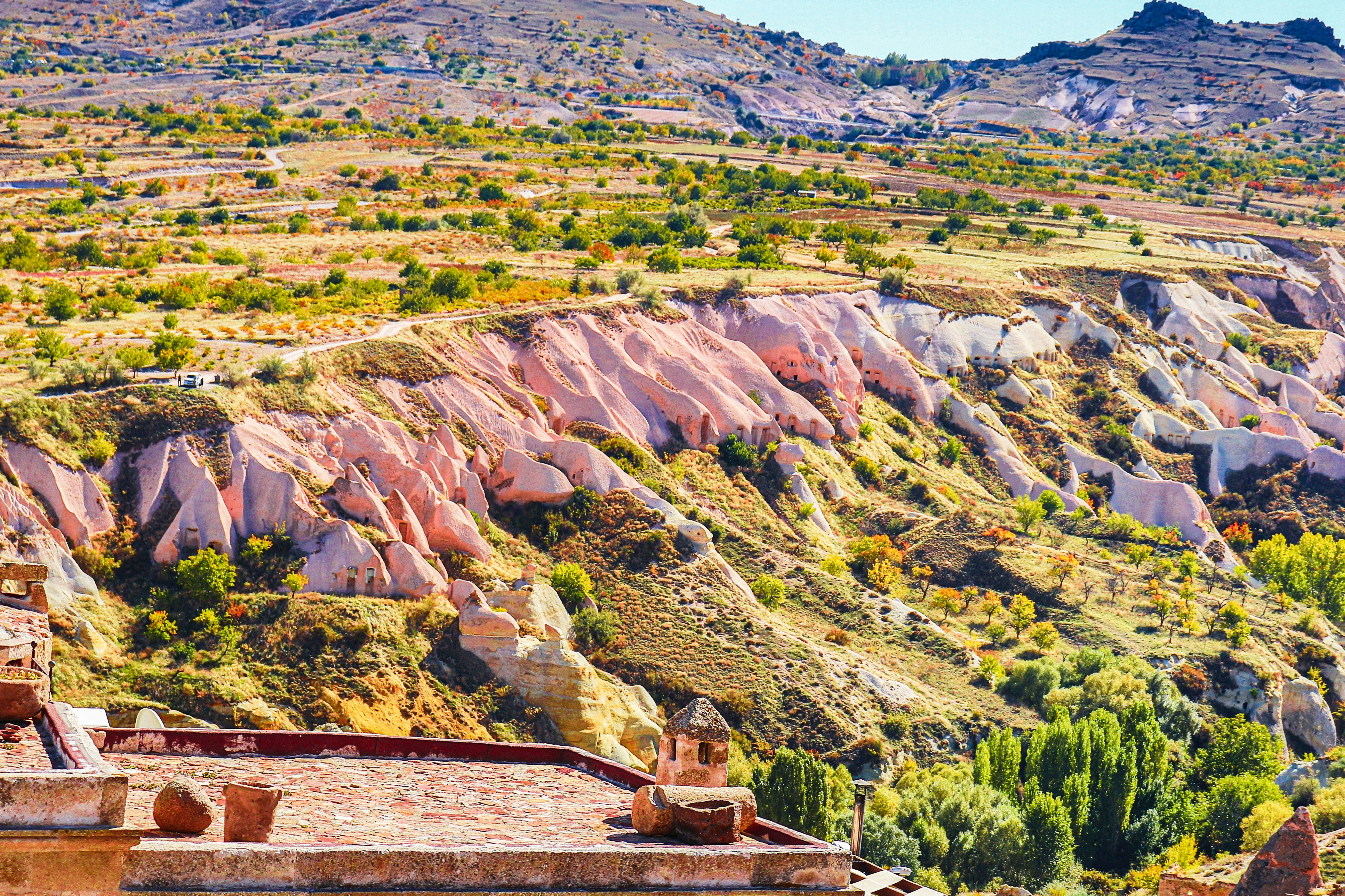 Terraced Red Cliffs under a Quiet Sky