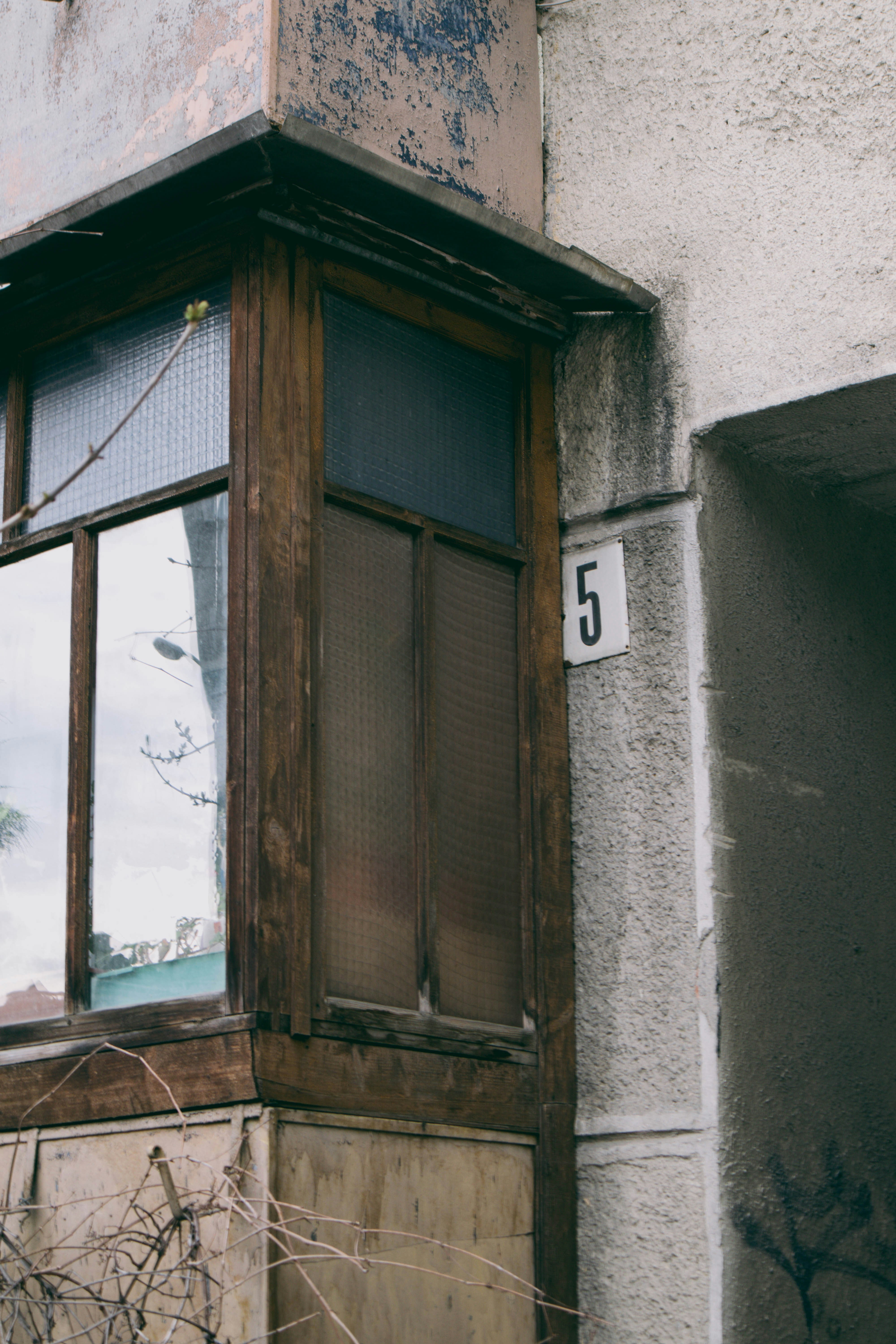 a window with a number on it