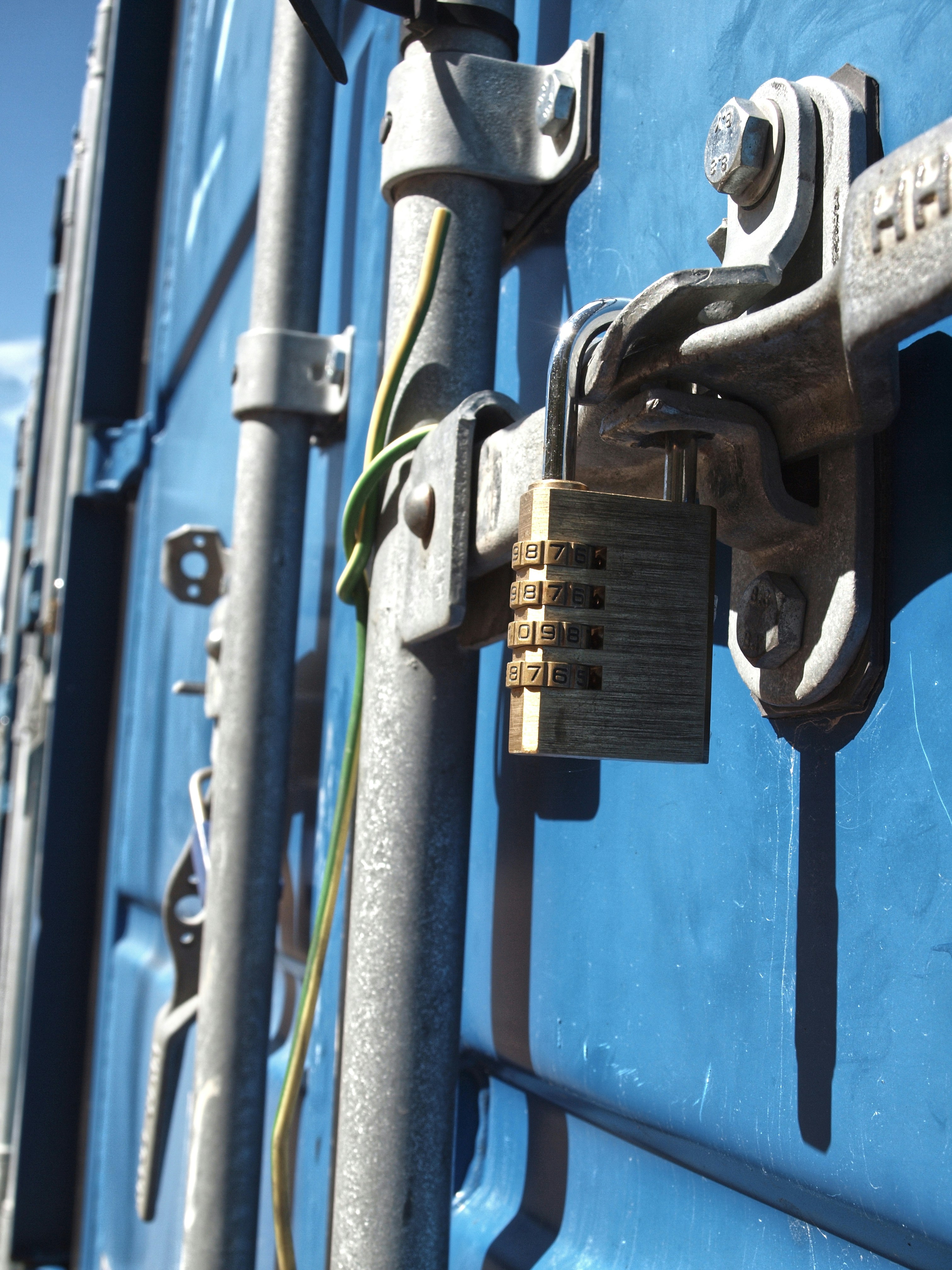 Lock and Latch on a Blue Cargo Container