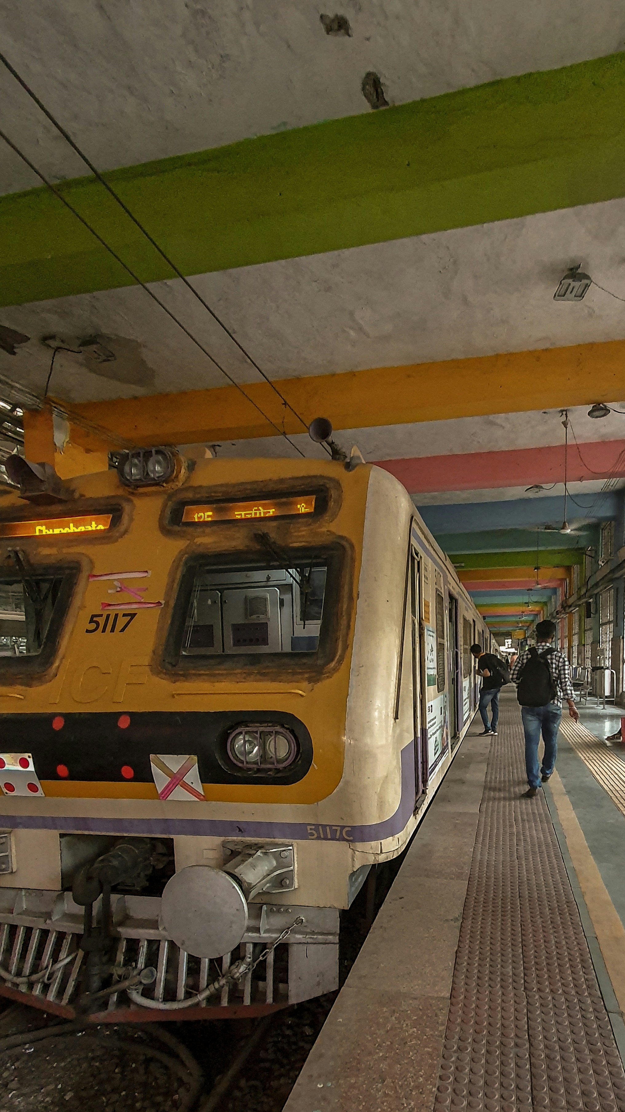 Train at the churchgate station in mumbai