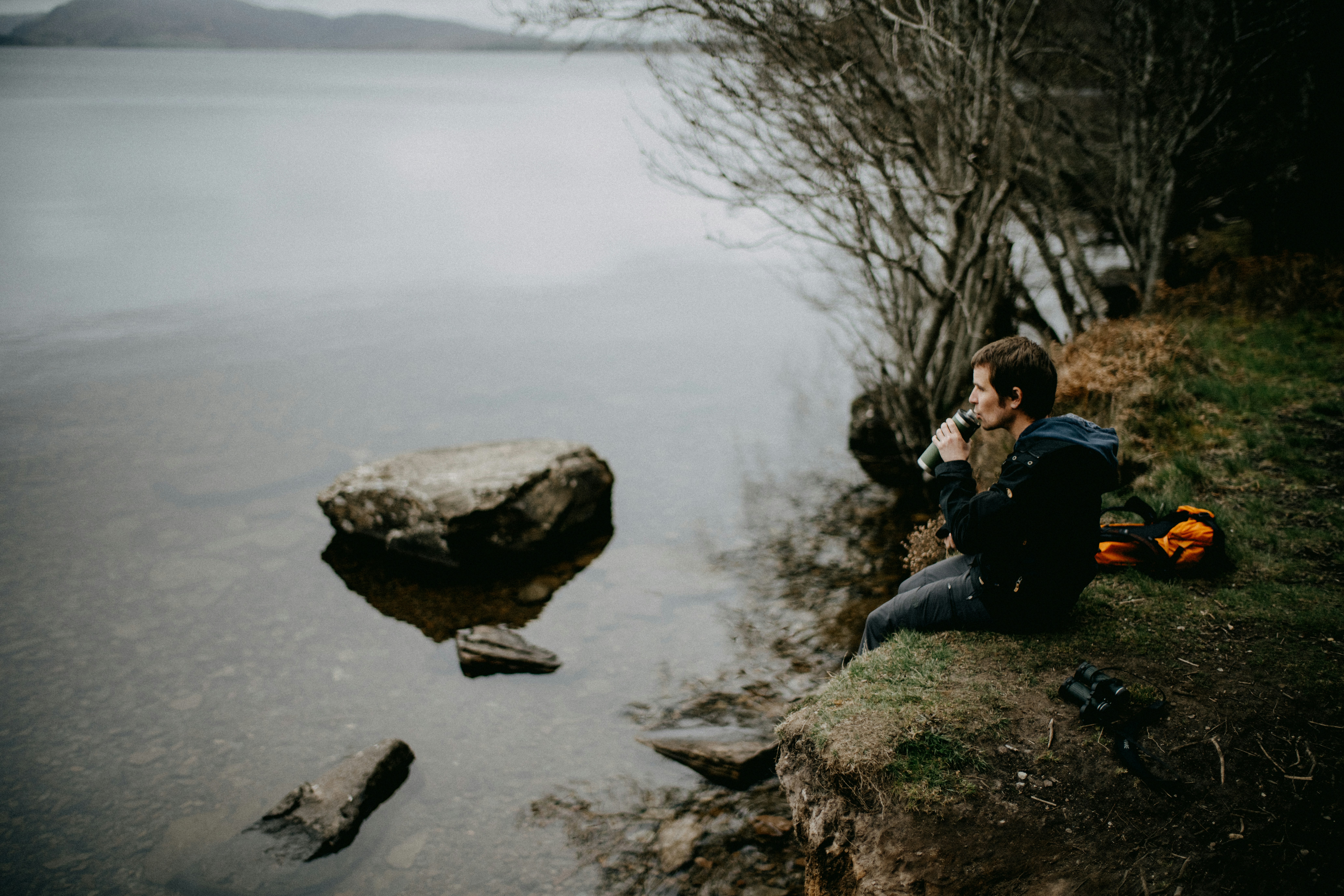 Quiet Contemplation by the Shore