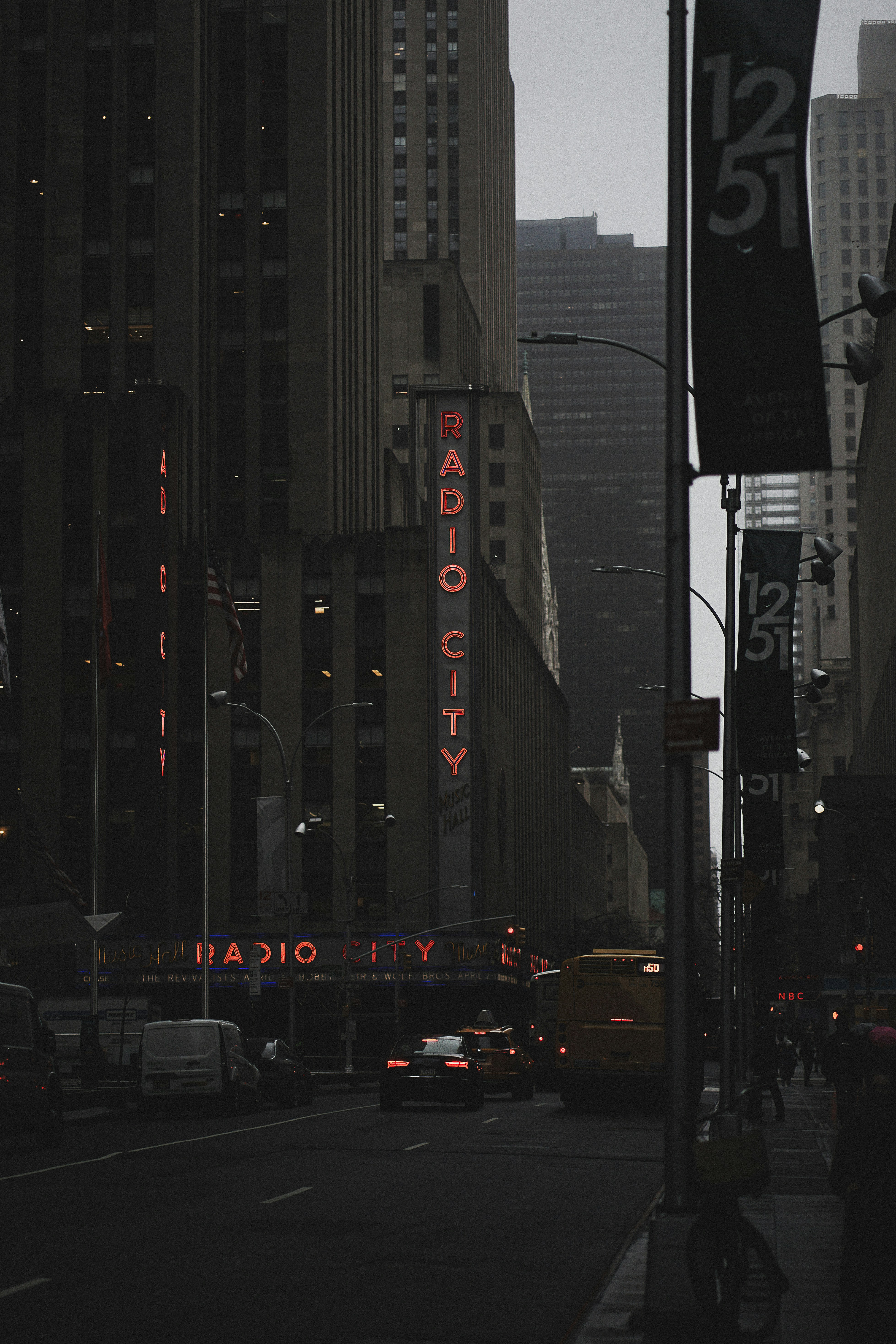 Neon Route Through a Quiet Midtown Lane