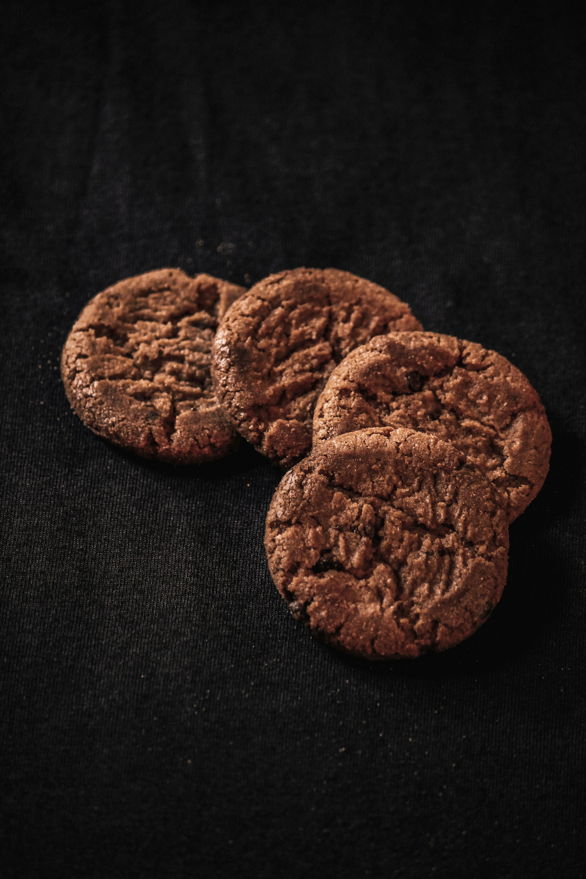 Midnight Cocoa Cookies on Velvet Noir