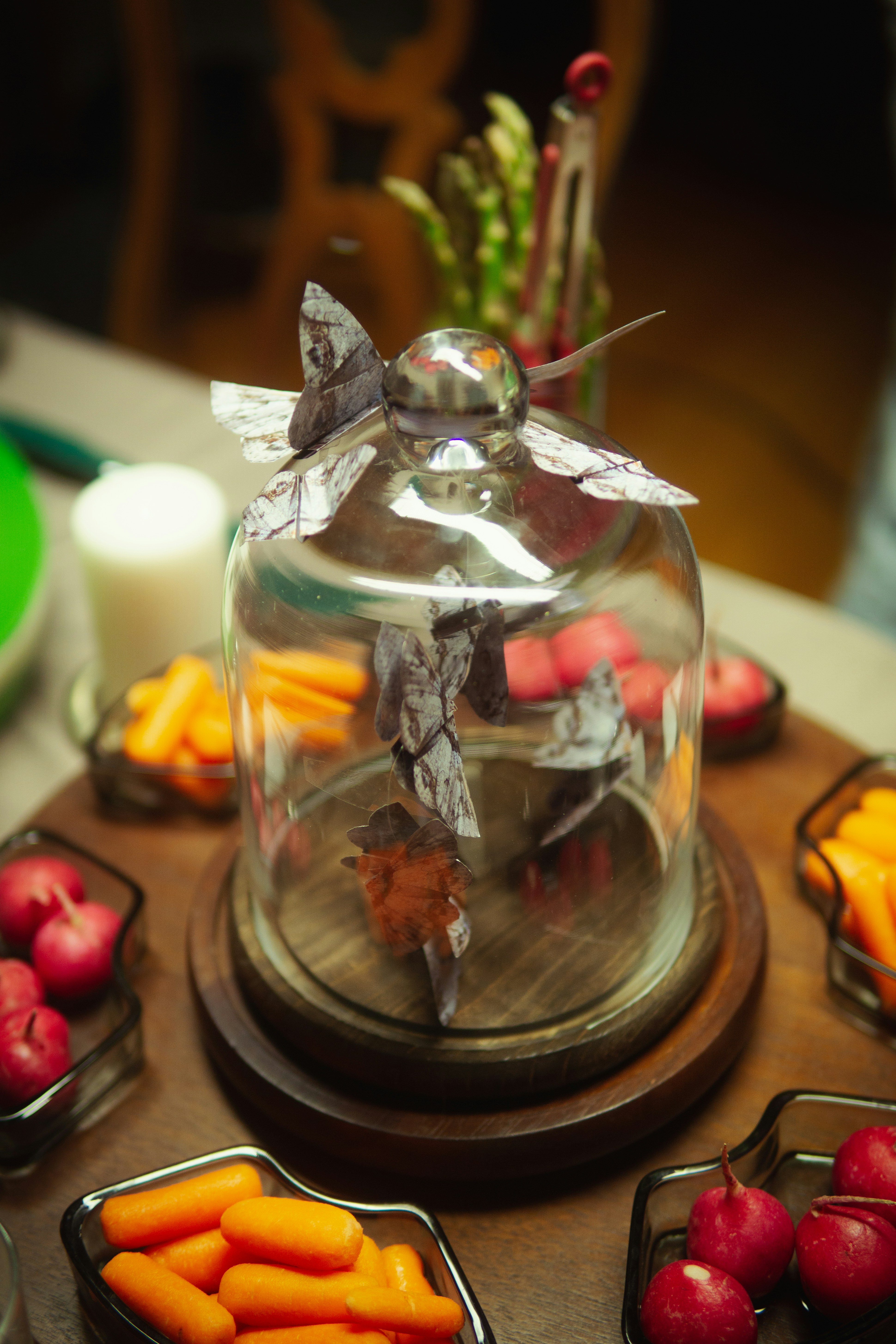 Glass Dome of Leaves: A Floral Preserved Moment