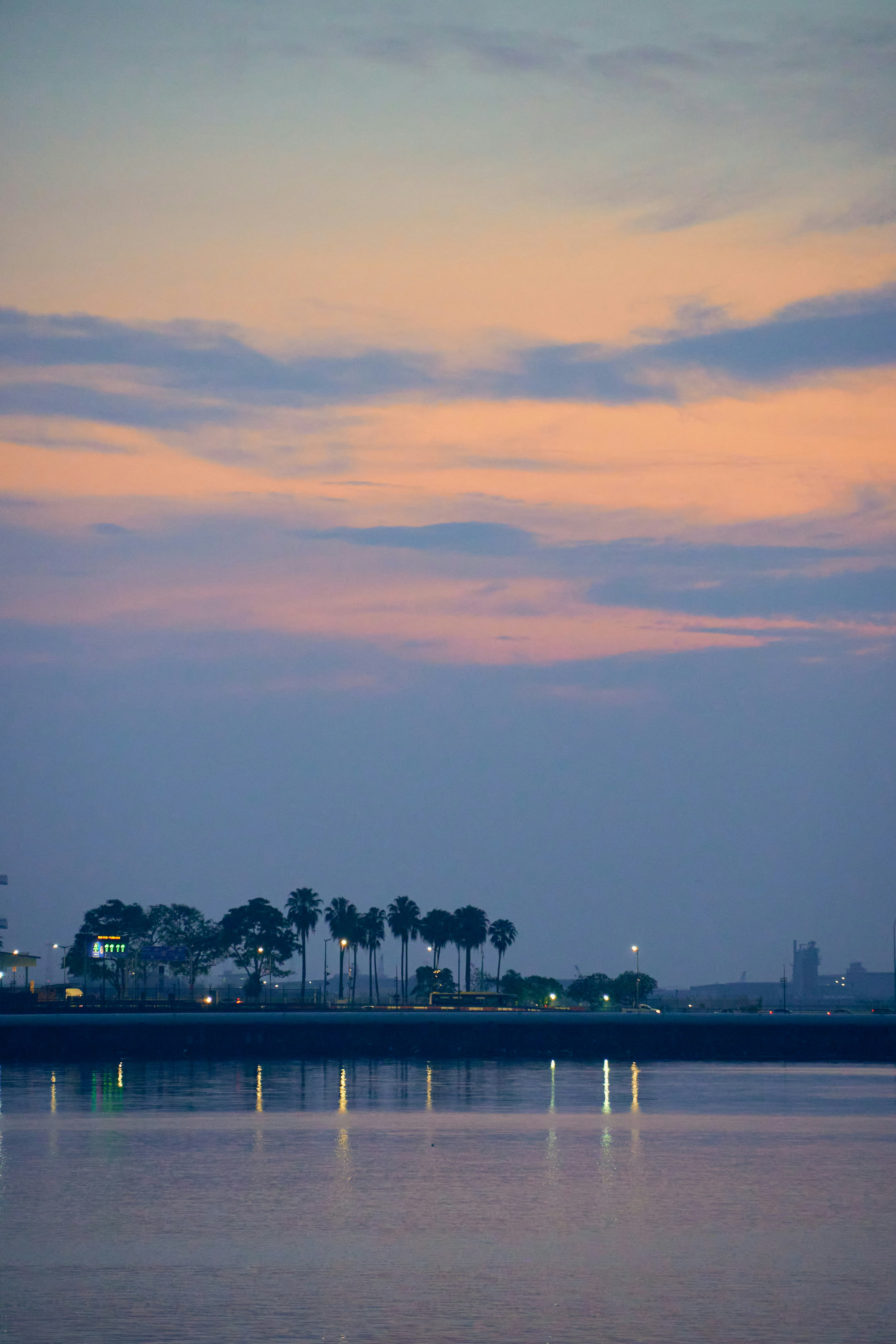 Twilight Reflections on Urban Shores