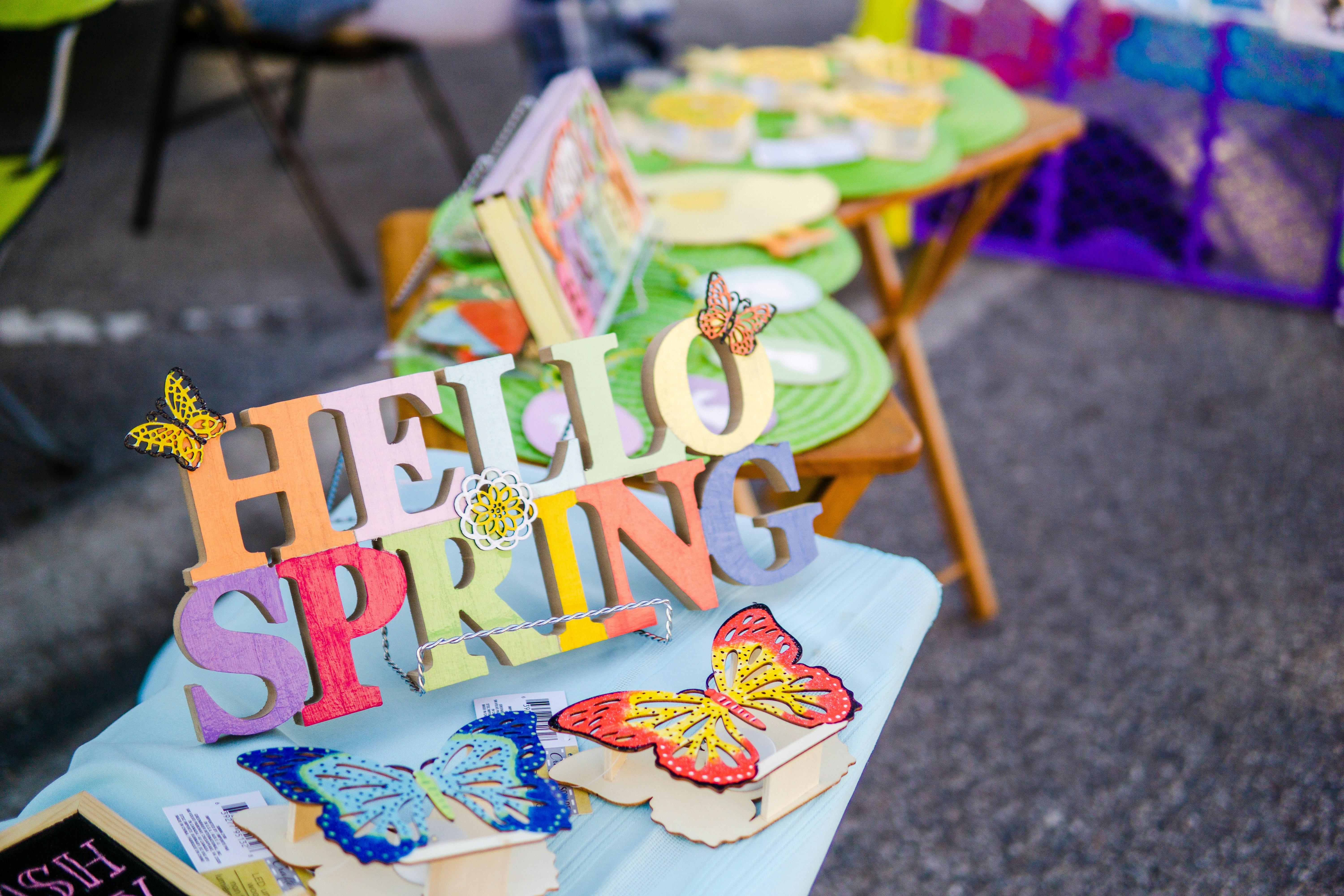 Pastel Hello Spring: Butterflies Frame a Sunlit Craft Table