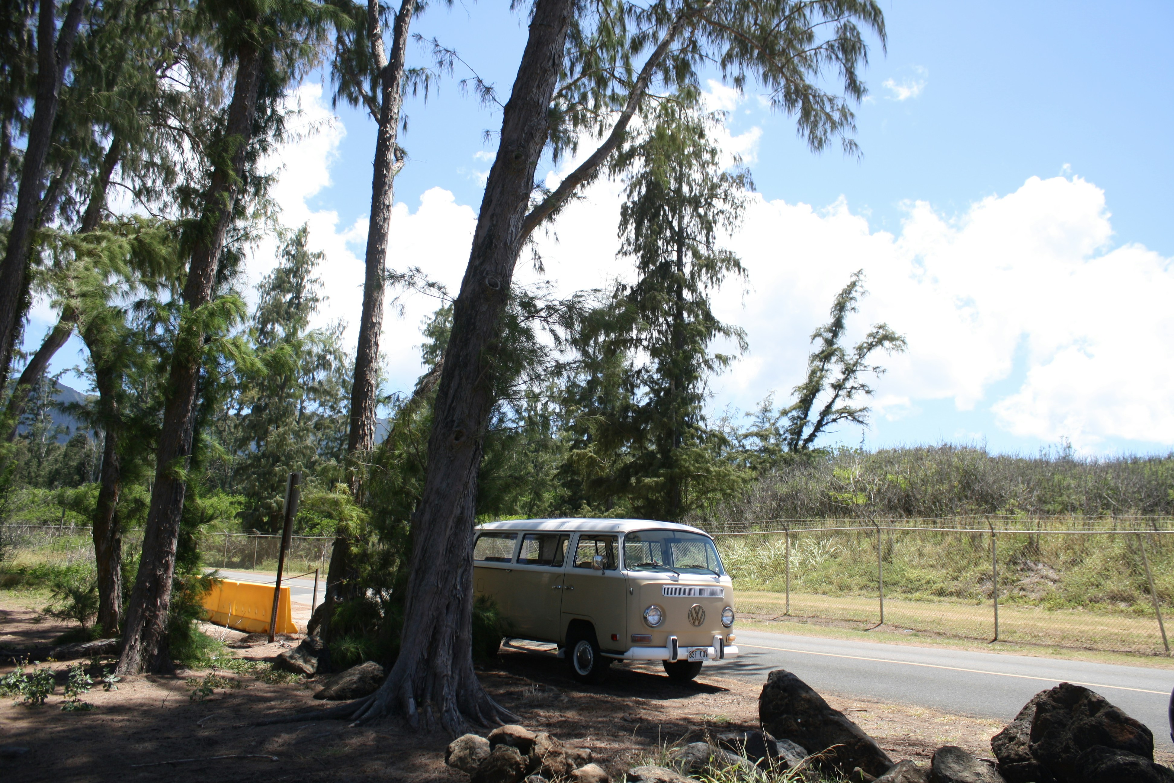 a van parked on a road