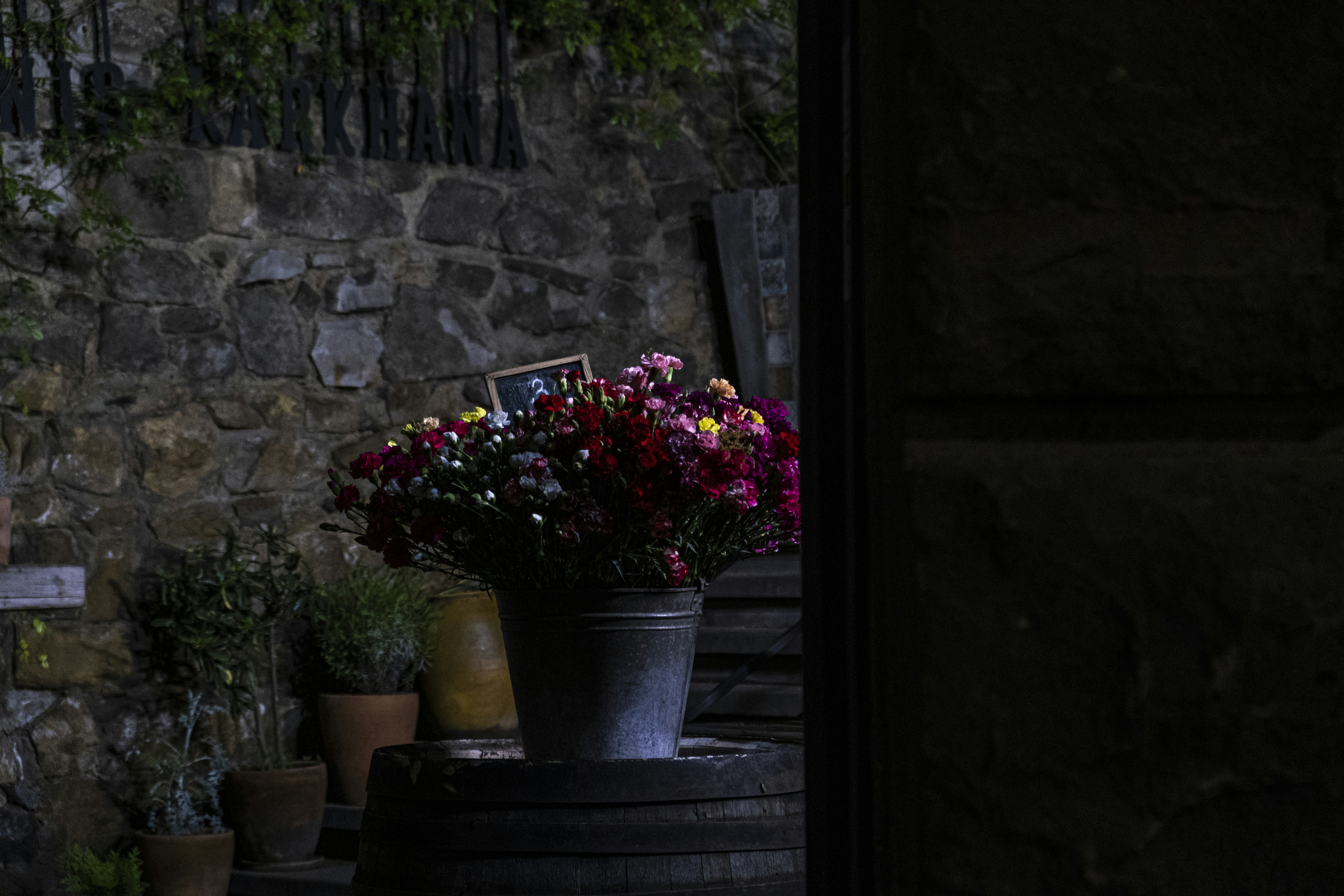 Colorful Bouquet Anchors a Quiet Doorway