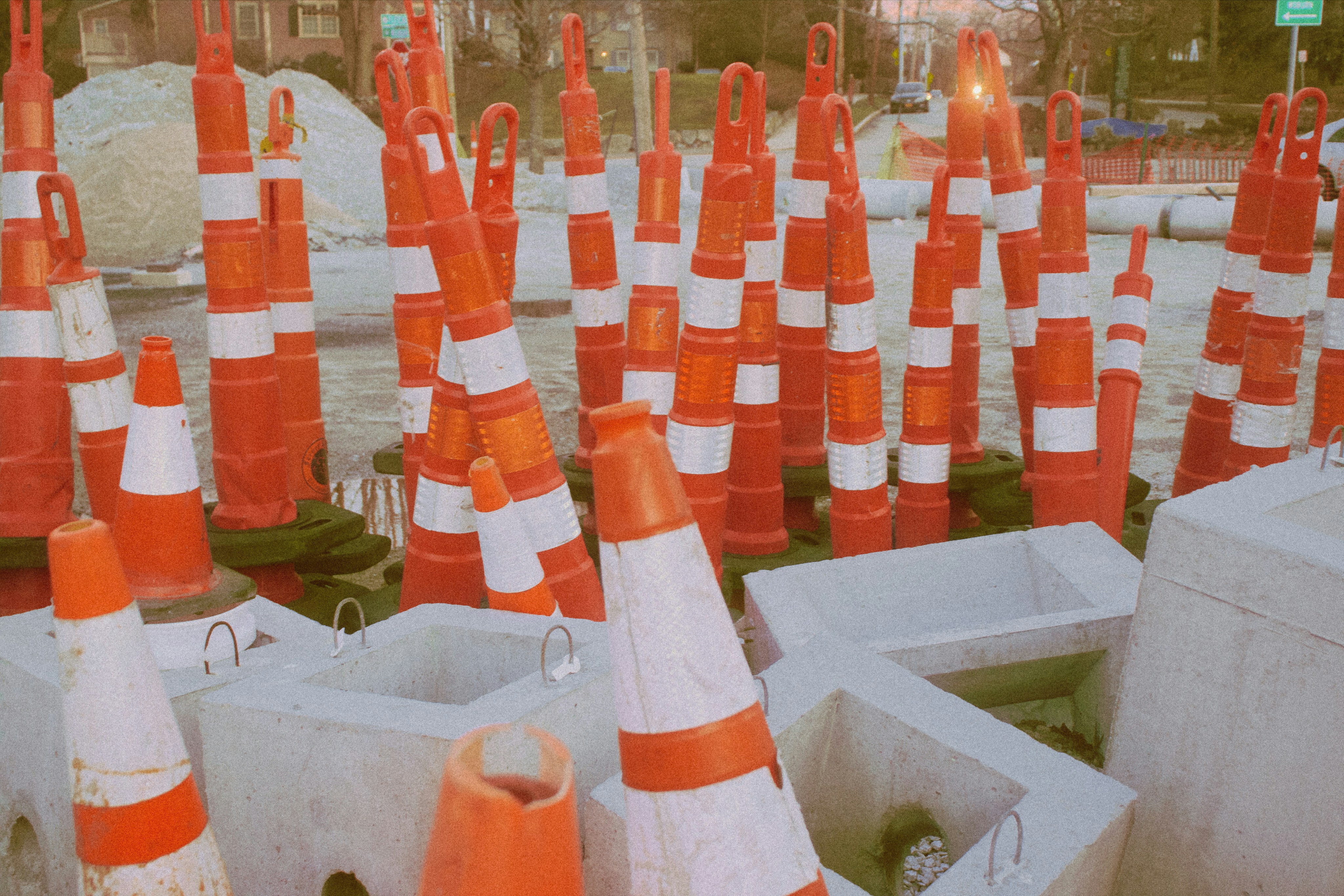 A group of orange and white cones photo – Free Cone Image on Unsplash