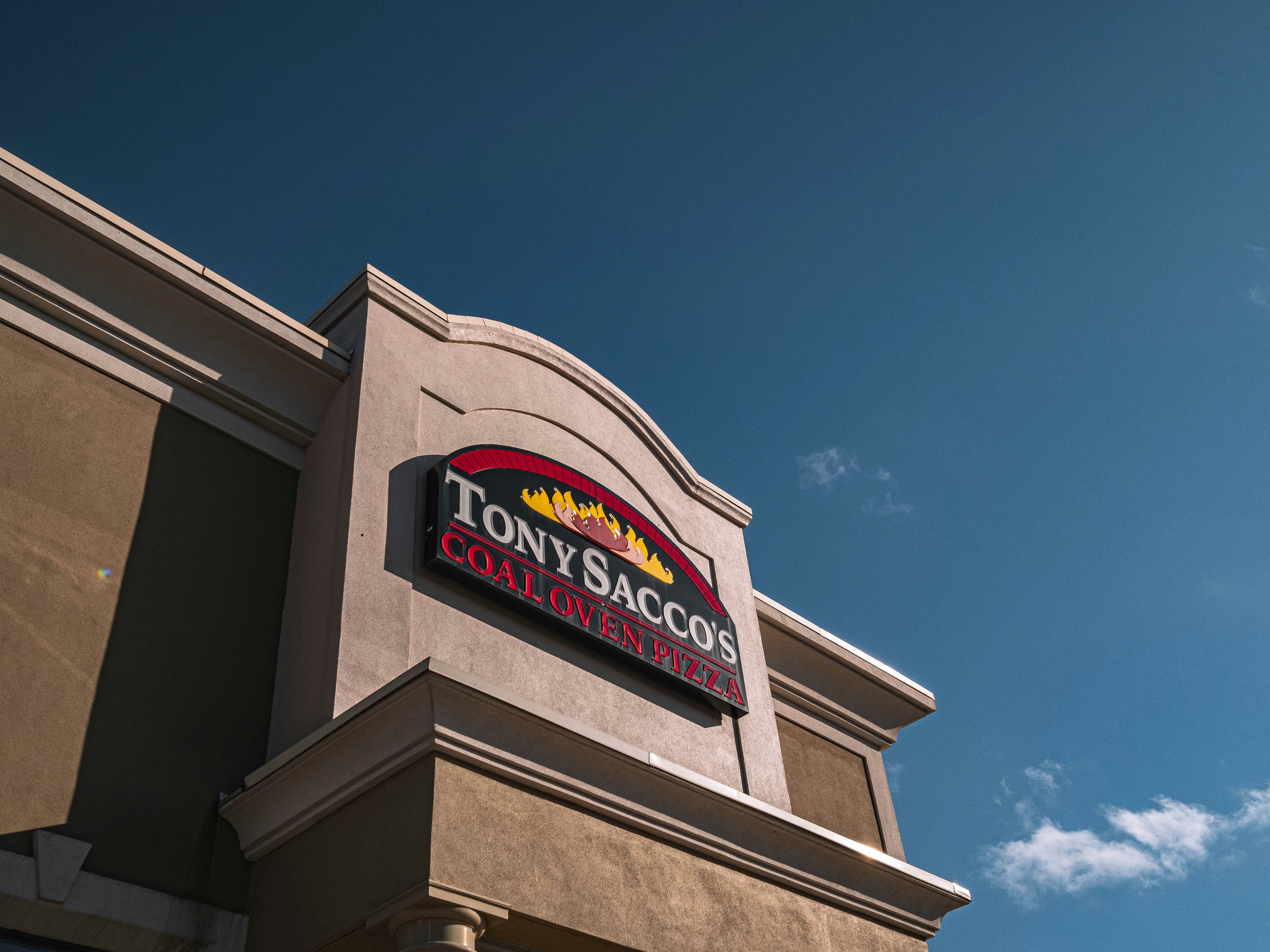 Sunlit Facade with Bold Signage