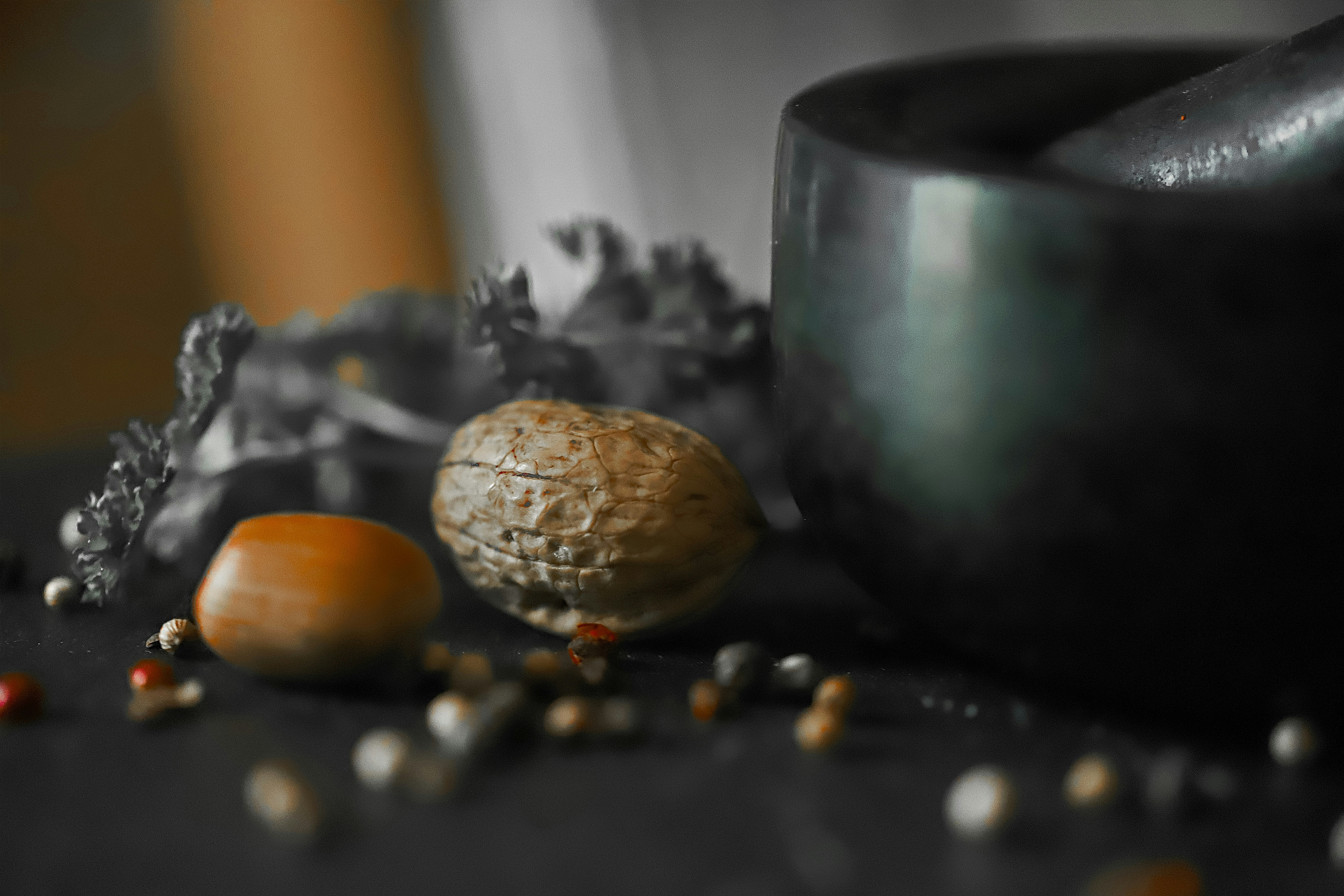 A round object with a round object on a black surface photo – Free Food ...