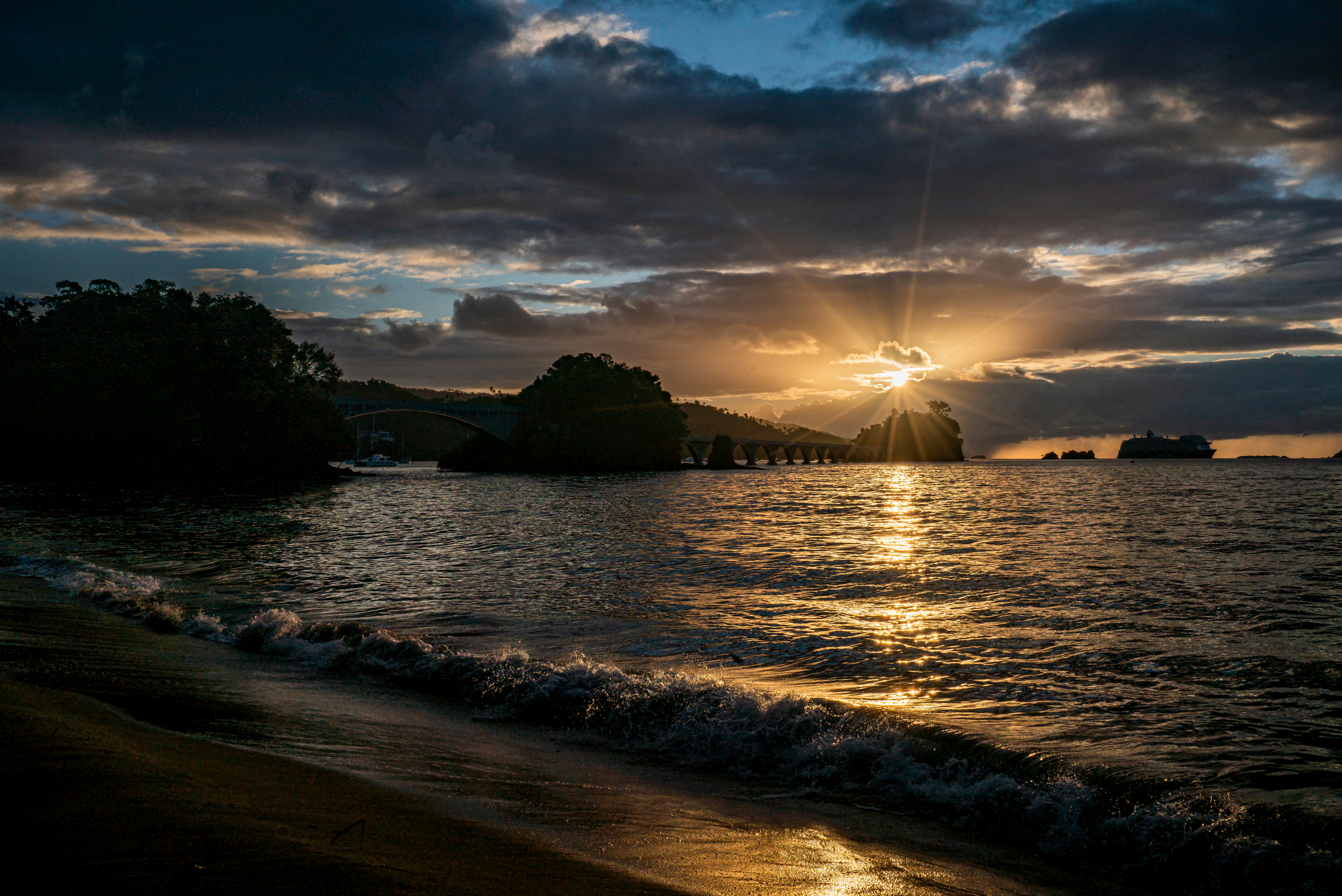 Une plage avec un pont et des arbres photo – Photo Samana Gratuite sur ...