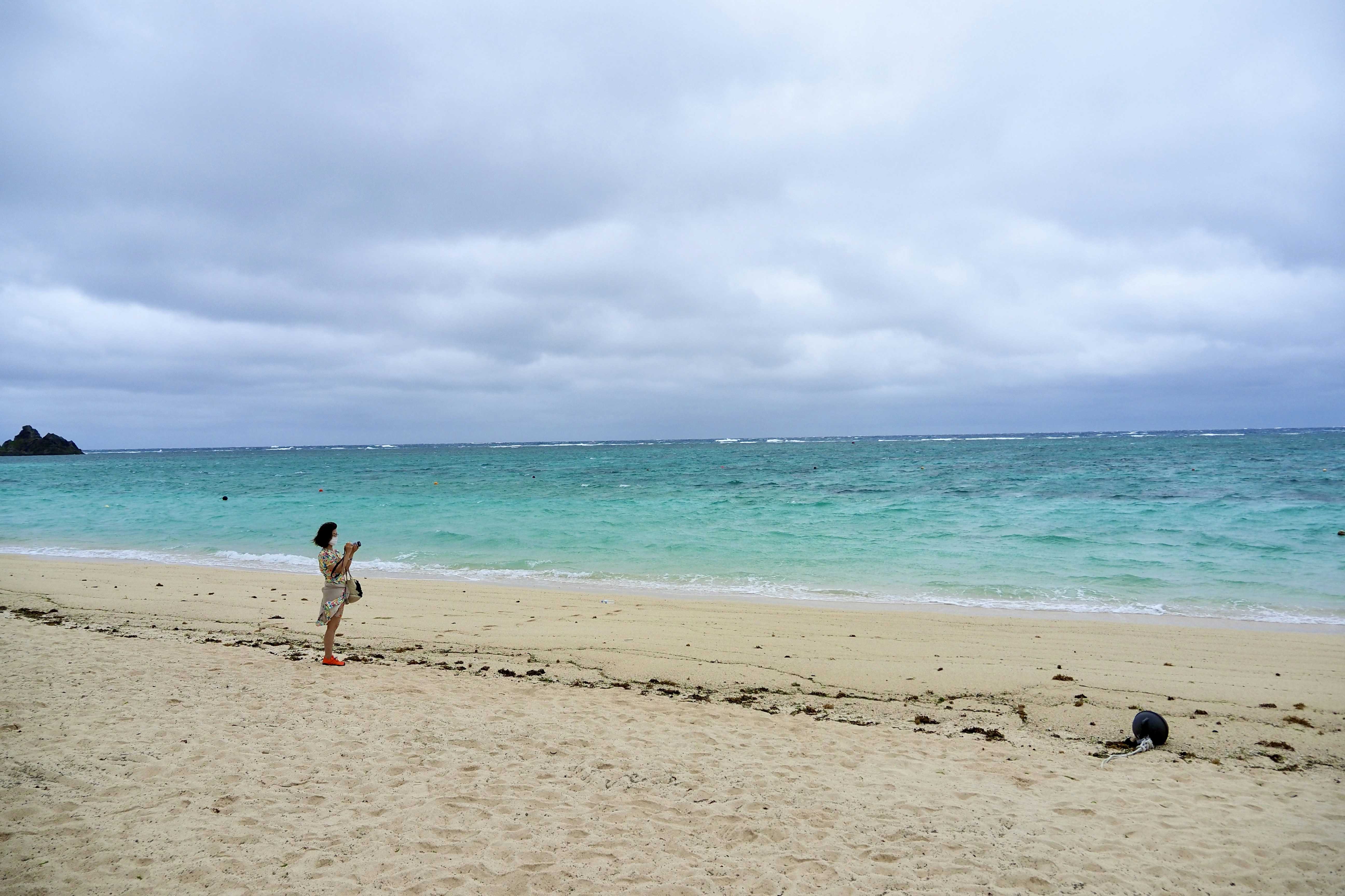 a person standing on a beach