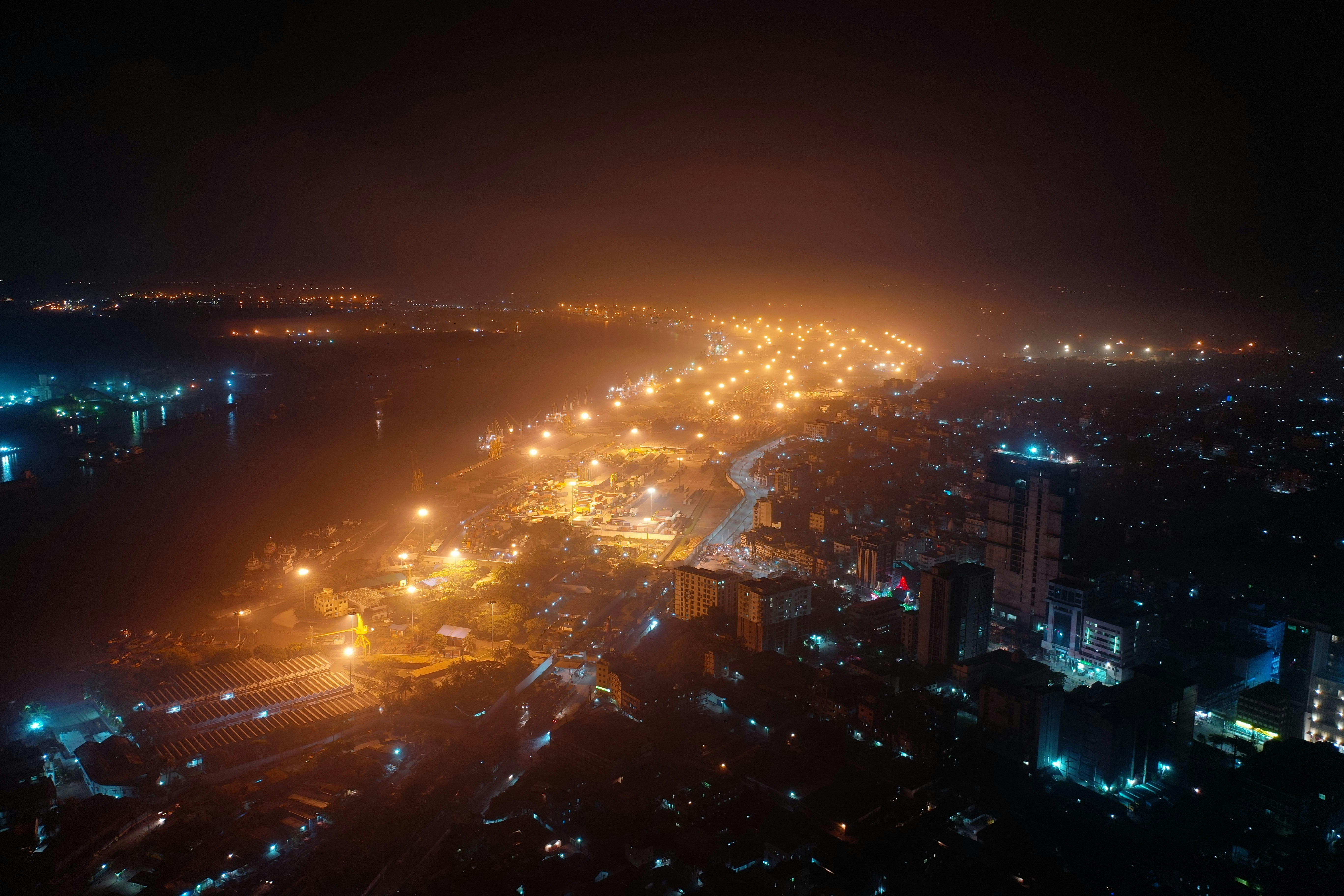 Chittagong Port at night