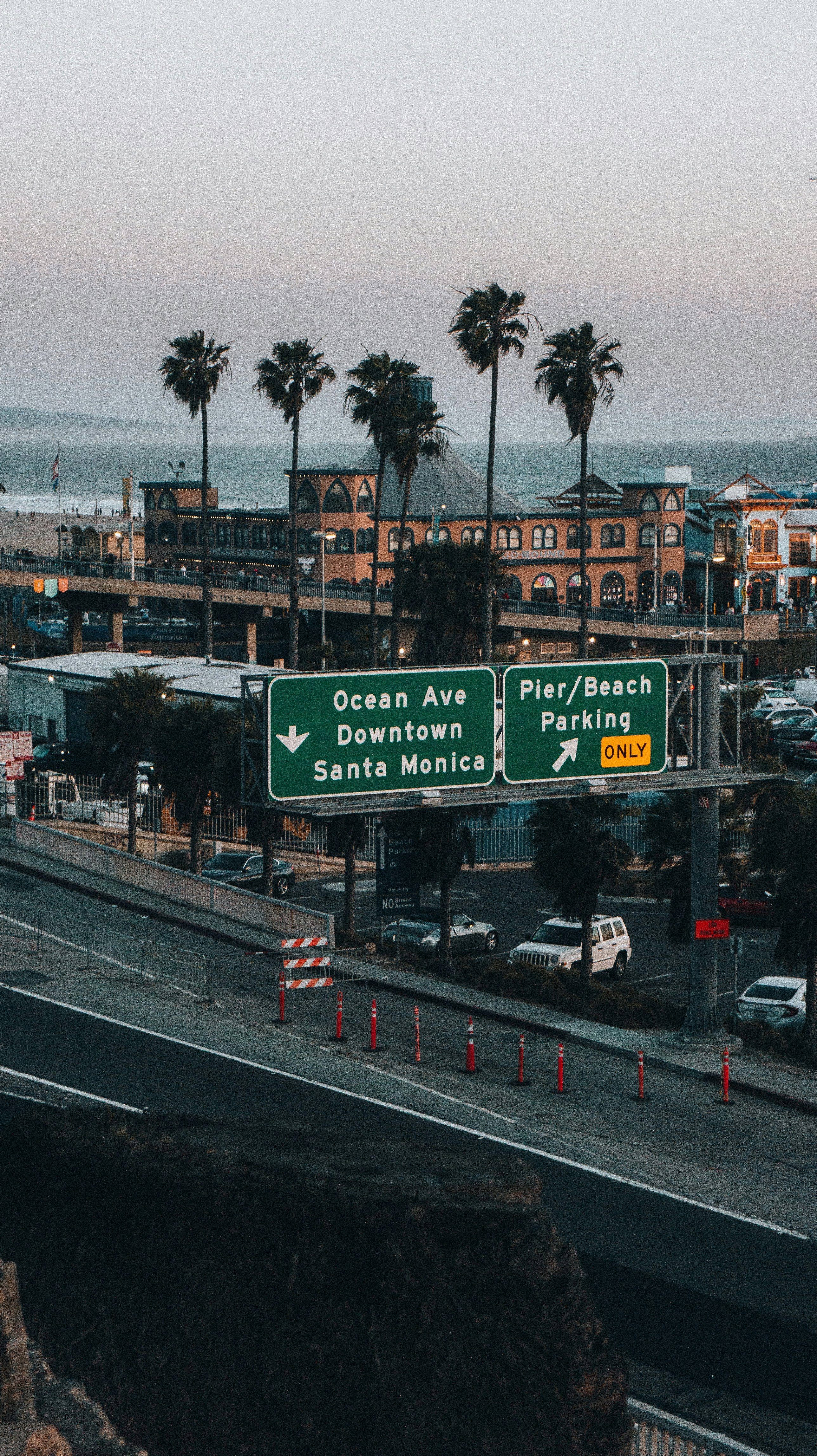 Palm Shadows by the Sea: Santa Monica Signage at Dusk