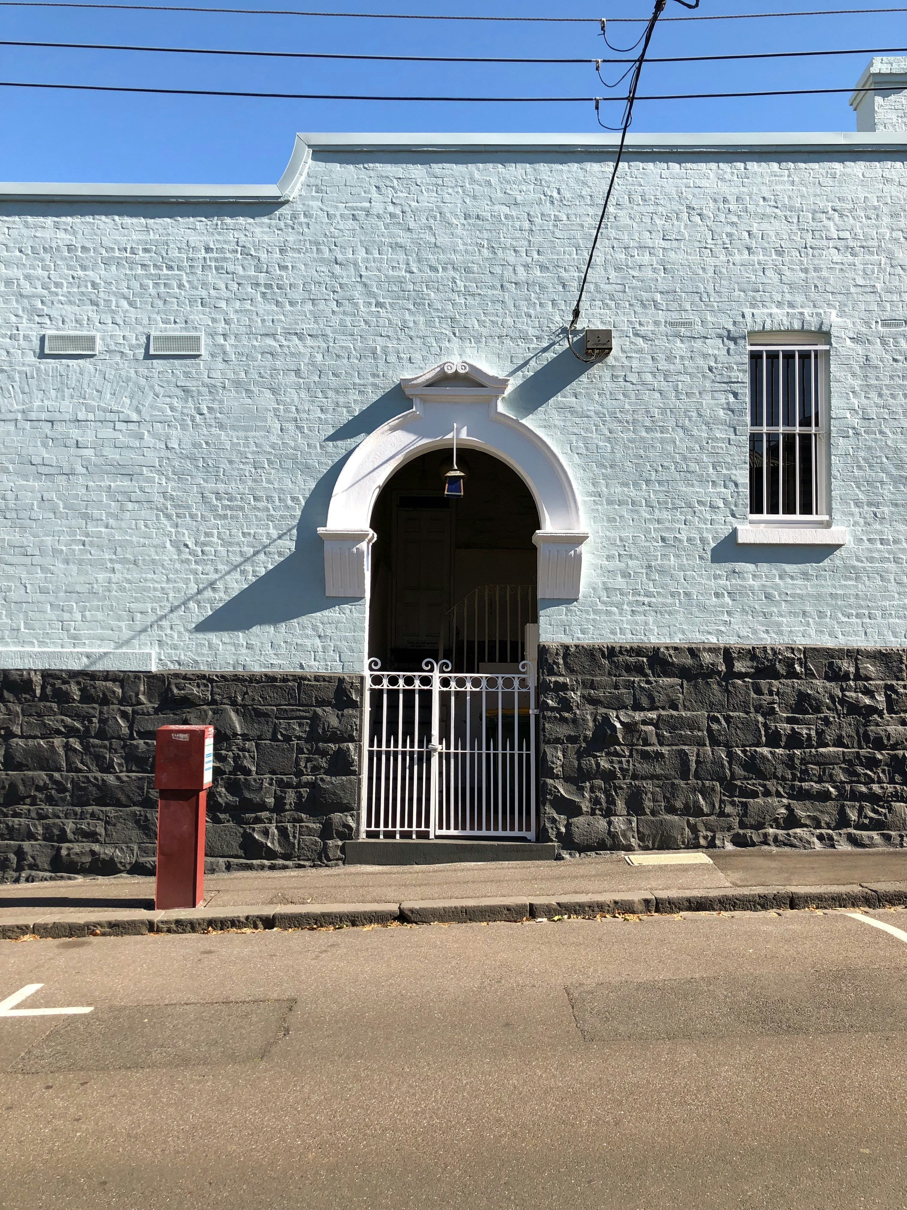 a building with a gate