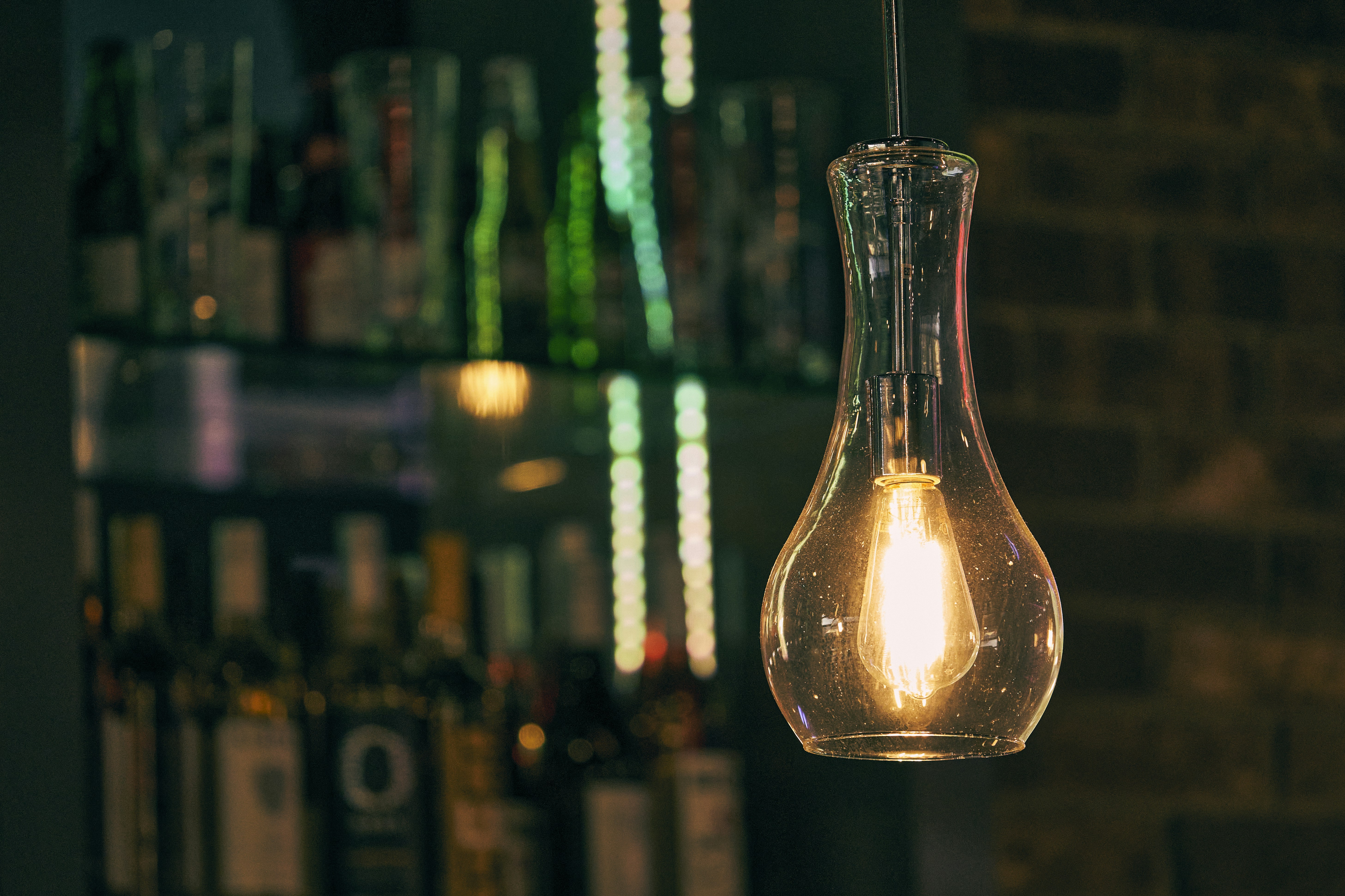 A Quiet Glow: Single Edison Bulb in a Bar