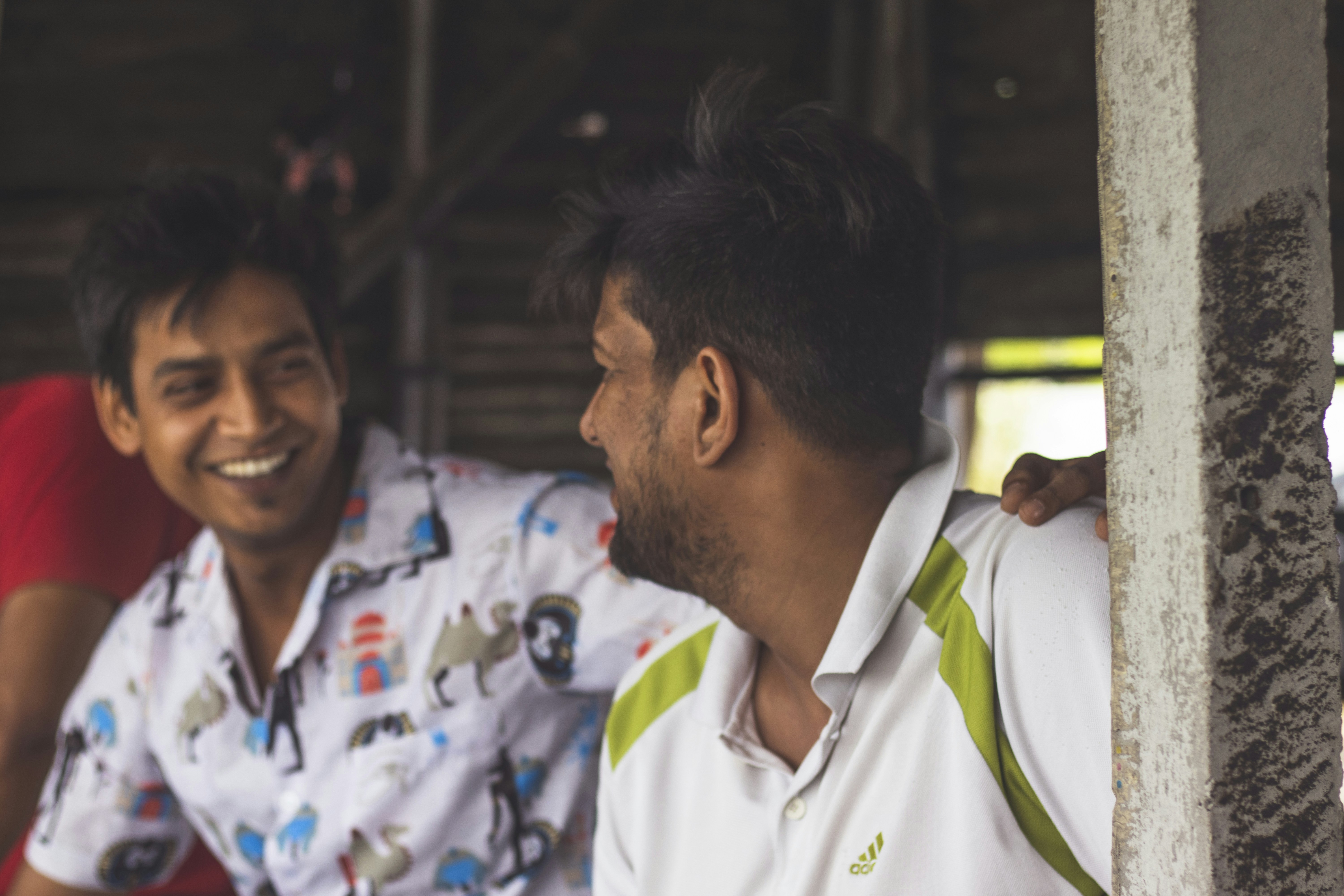 Joyful Exchange in Rustic Setting