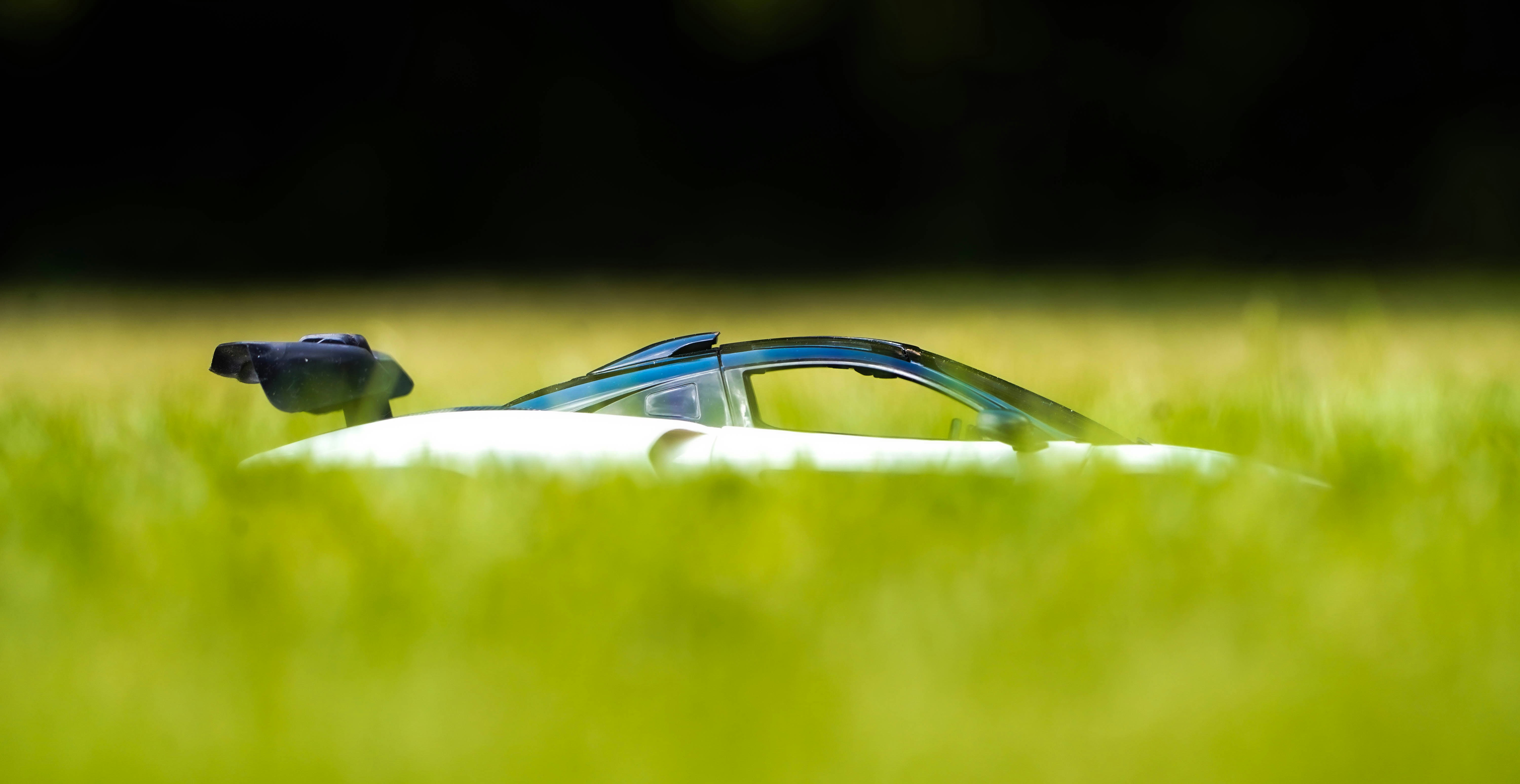 Blue Prototype on Grass: A Tiny Racer Emerges